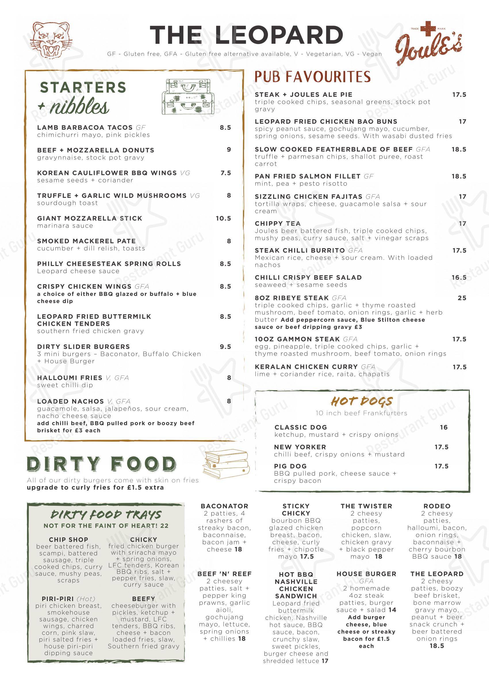 Menu at The Leopard pub & bar, Nantwich