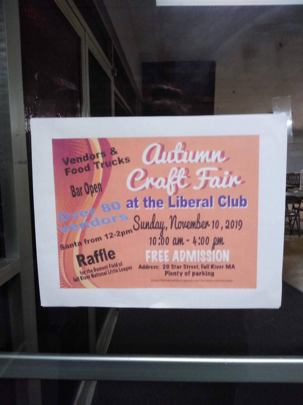 Menu at The Liberal Club, Fall River