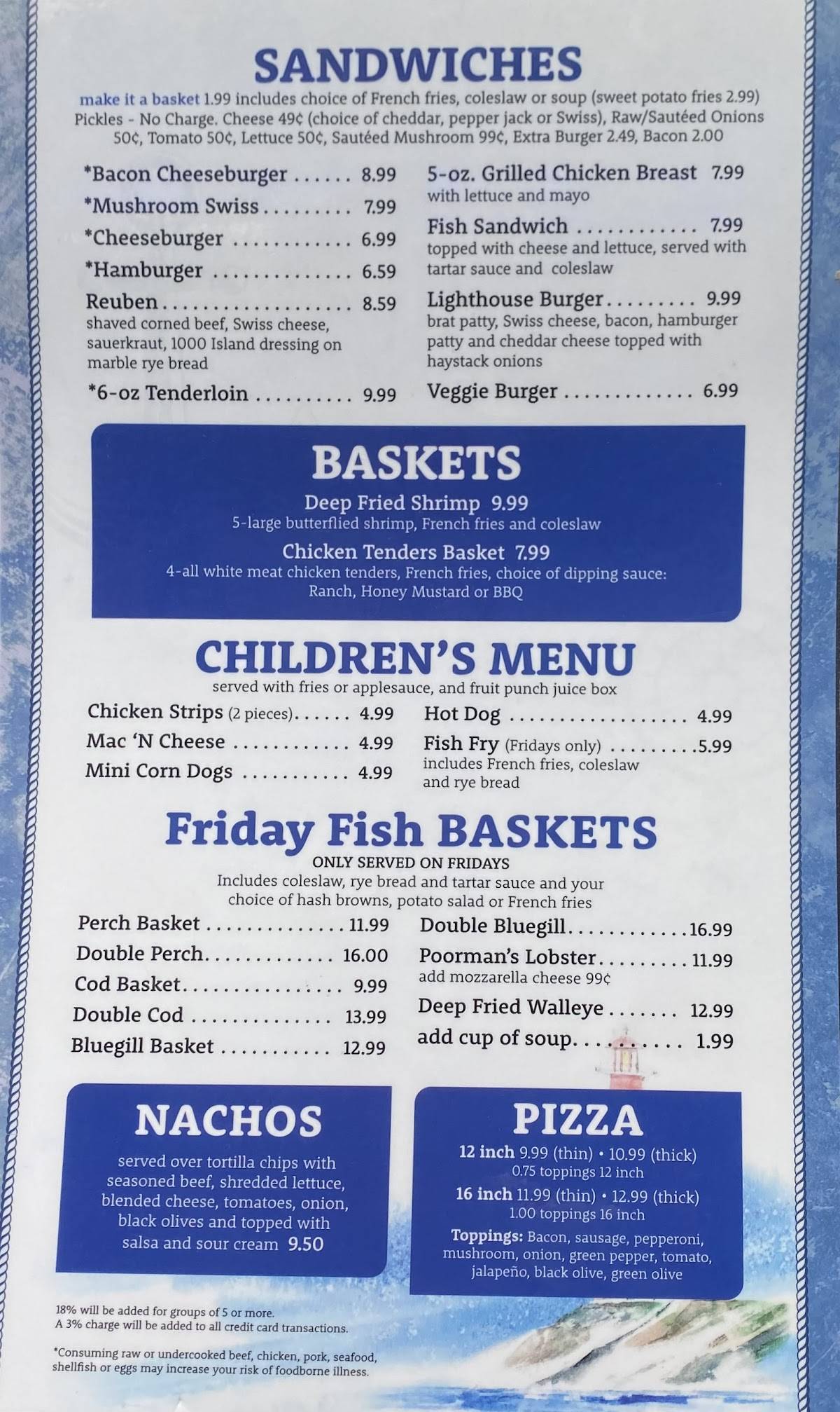 Menu at The Lighthouse Bar and Grill, Shawano