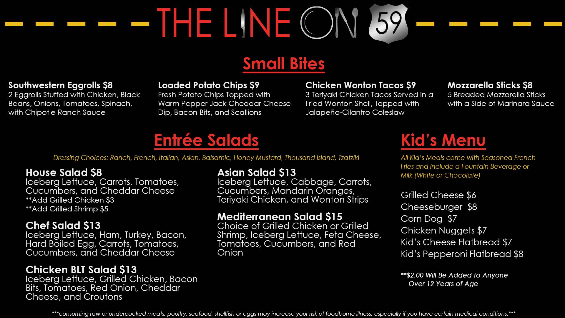 Menu at The Line on 59 restaurant, Thief River Falls, 203 3rd St W