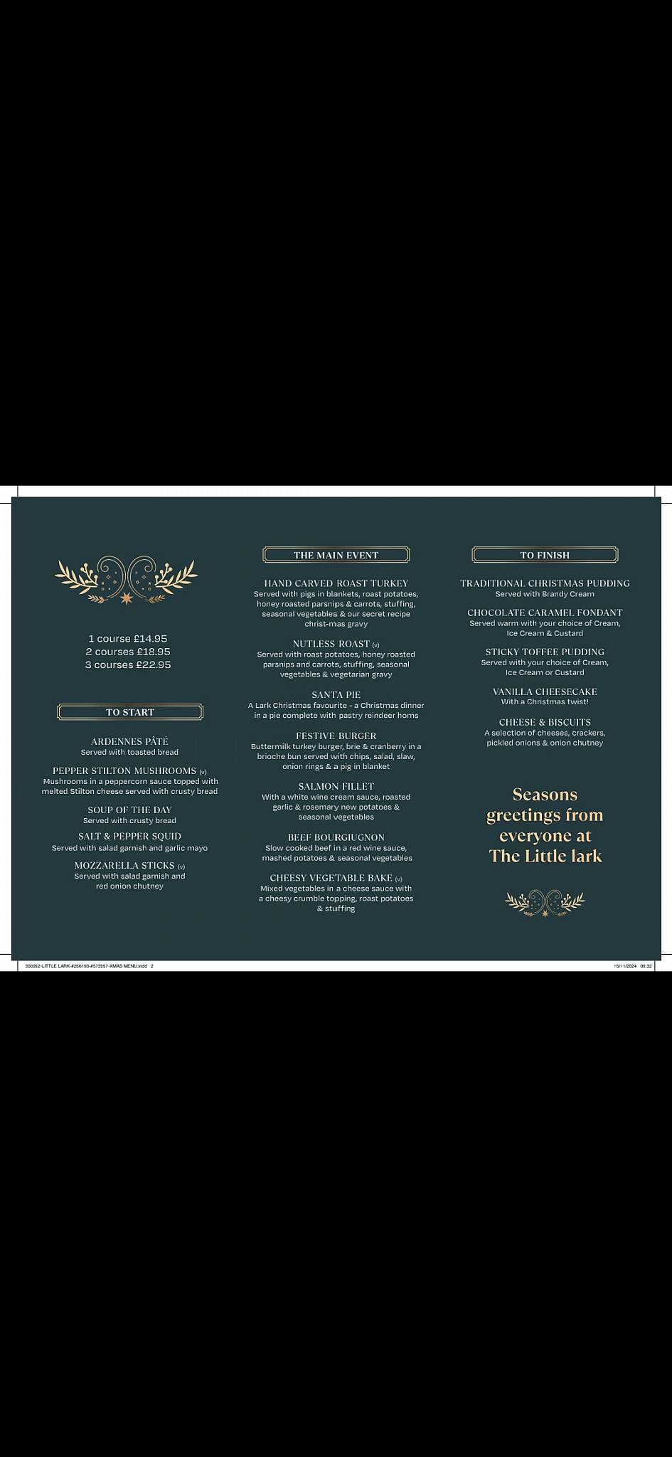 Menu at The Little Lark pub & bar, Studley