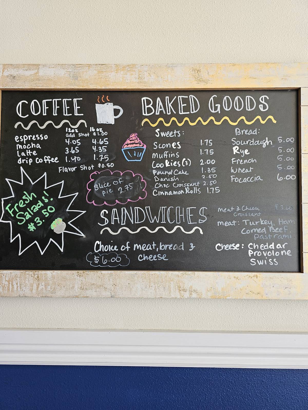 Menu at The Lobby Cafe, Glenns Ferry