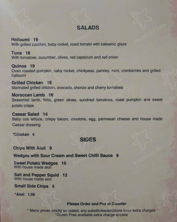 Menu at The Local Bean at Knightsbridge cafe, Castle Hill