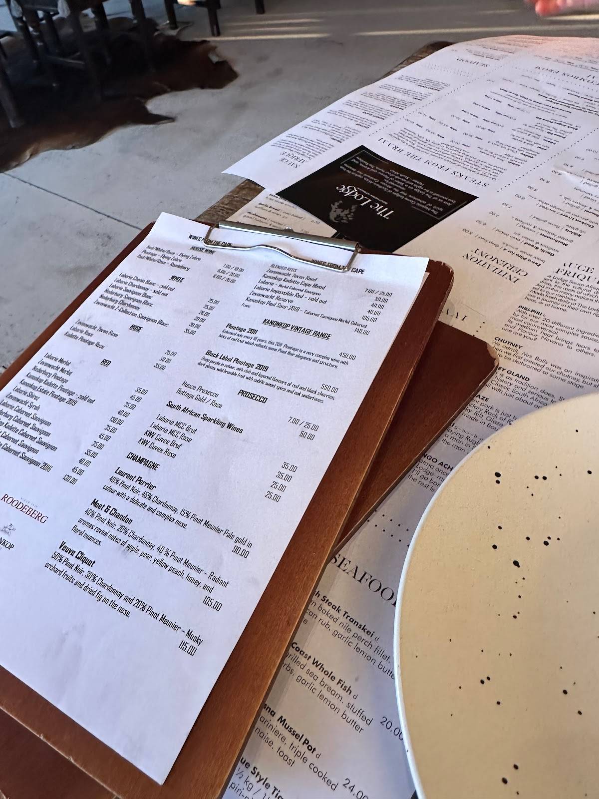 Menu at The Lodge, Paphos, Diagorou 1