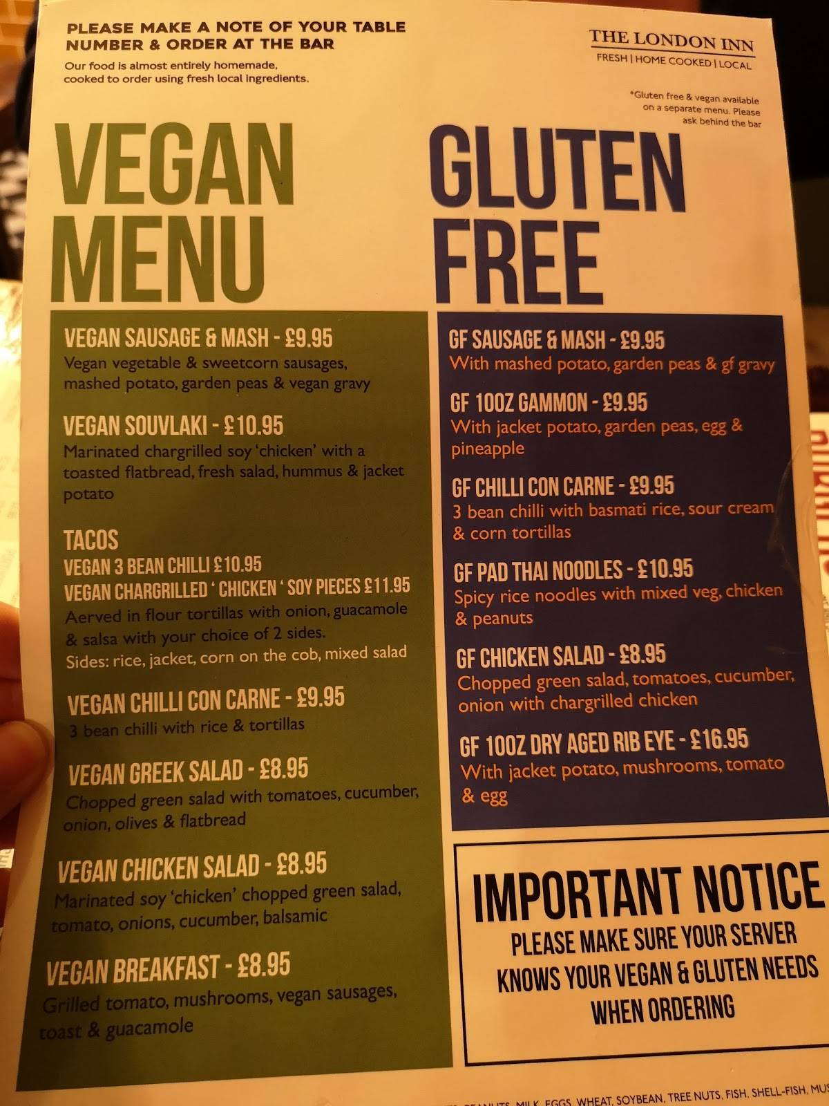 Menu at The London Inn pub & bar, Stamford