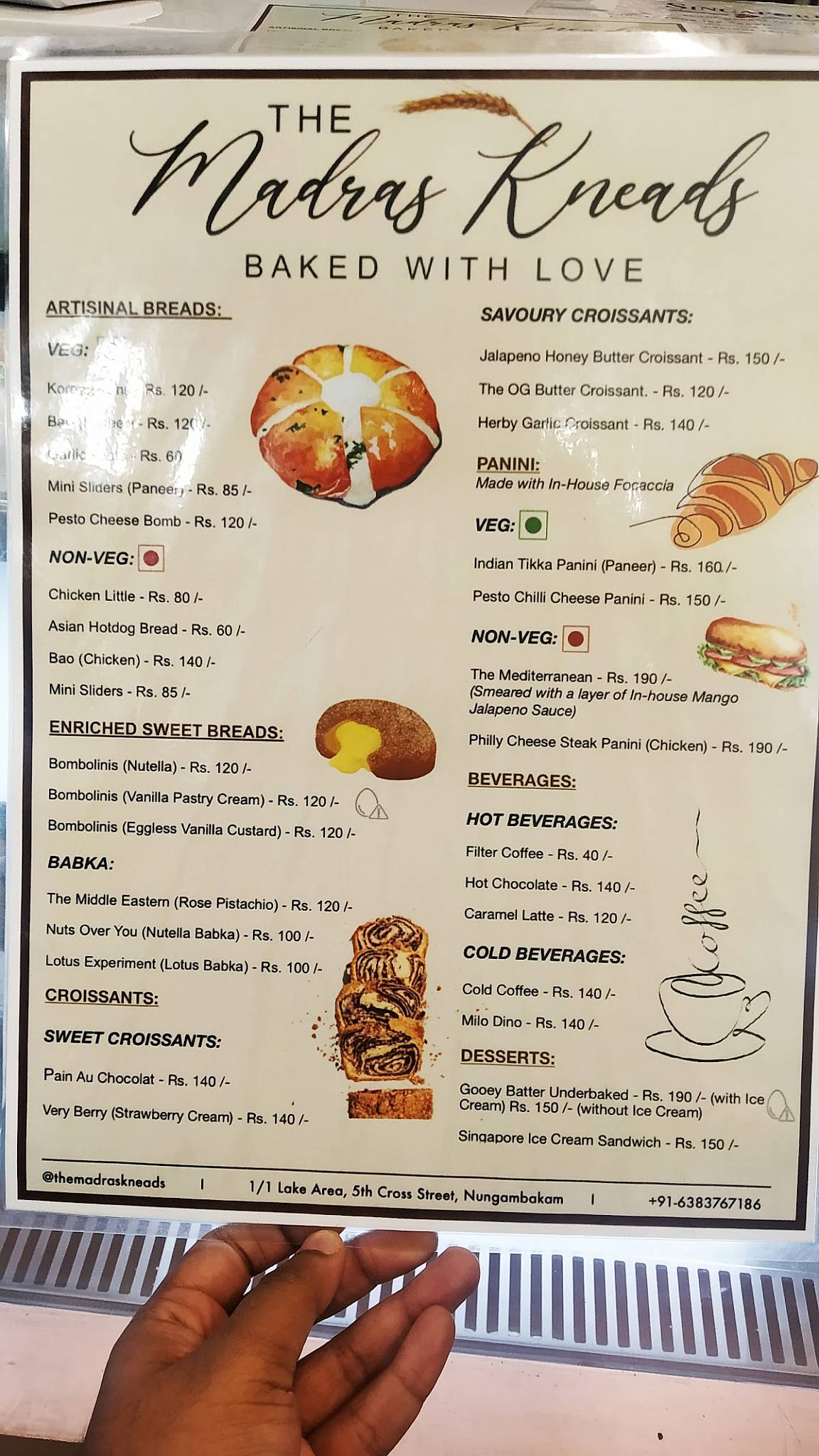Menu at The Madras Kneads, Chennai