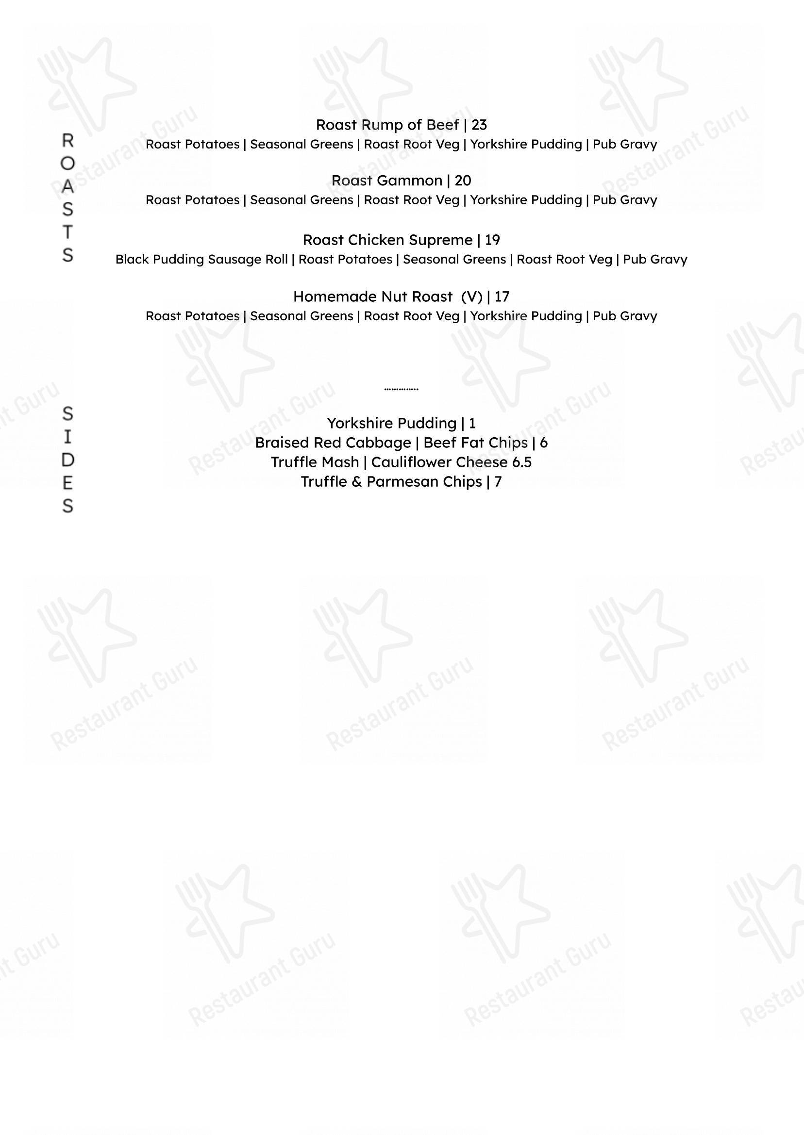 Menu at The Martins Arms pub & bar, Colston Bassett