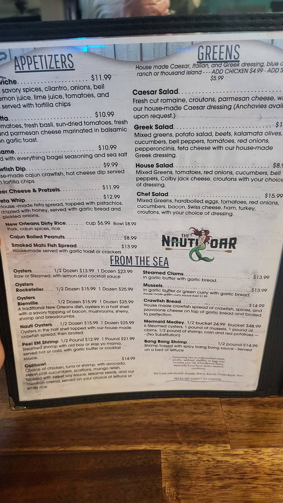 Menu at The Nauti Oar pub & bar, Port Richey