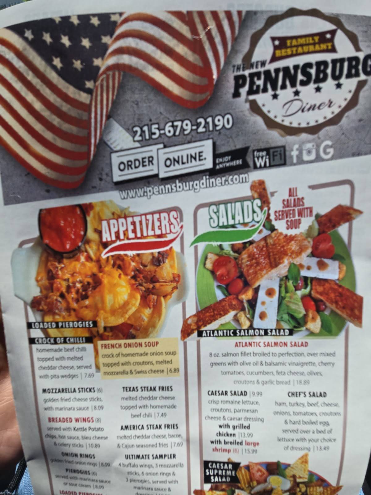 Menu at The New Pennsburg Diner restaurant, Pennsburg