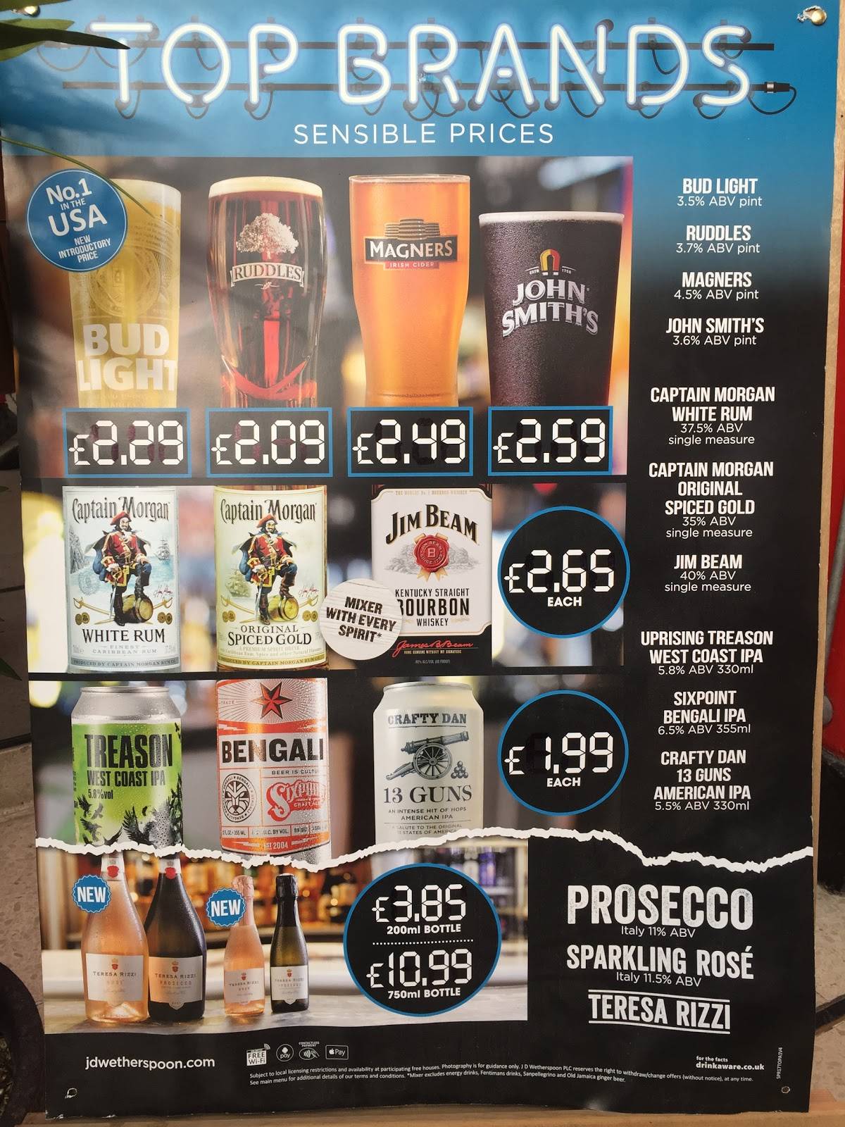 Menu at The North Western - JD Wetherspoon pub & bar, Liverpool