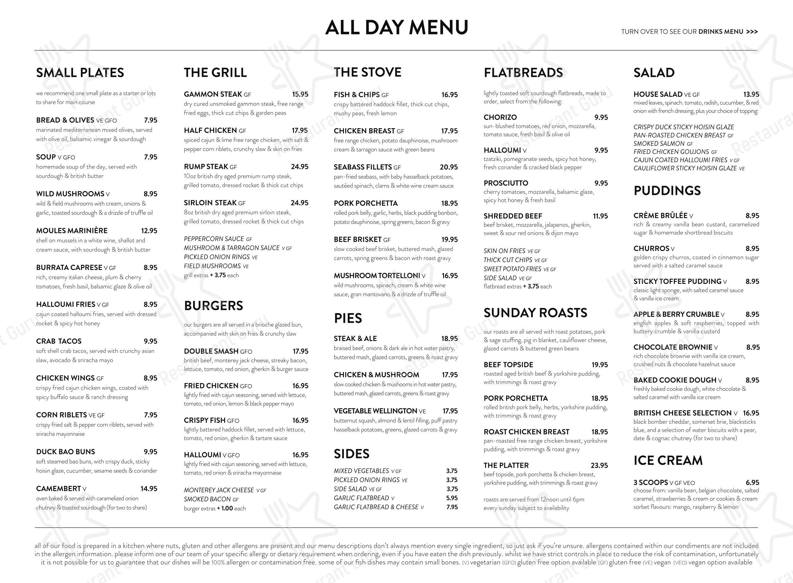 Menu at The Nuthall pub & bar, Nottingham, Nottingham Rd