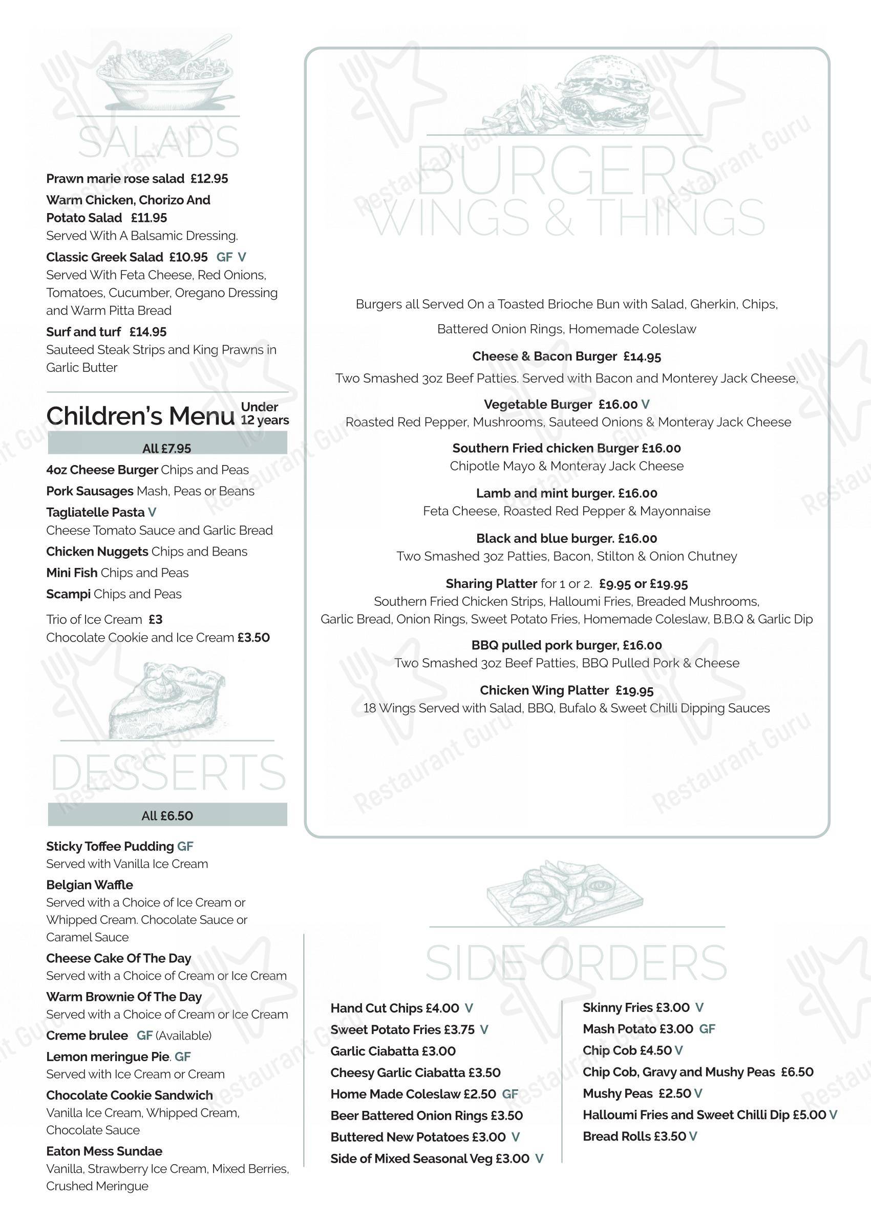 Menu at The Old Ship Inn pub & bar, Lowdham