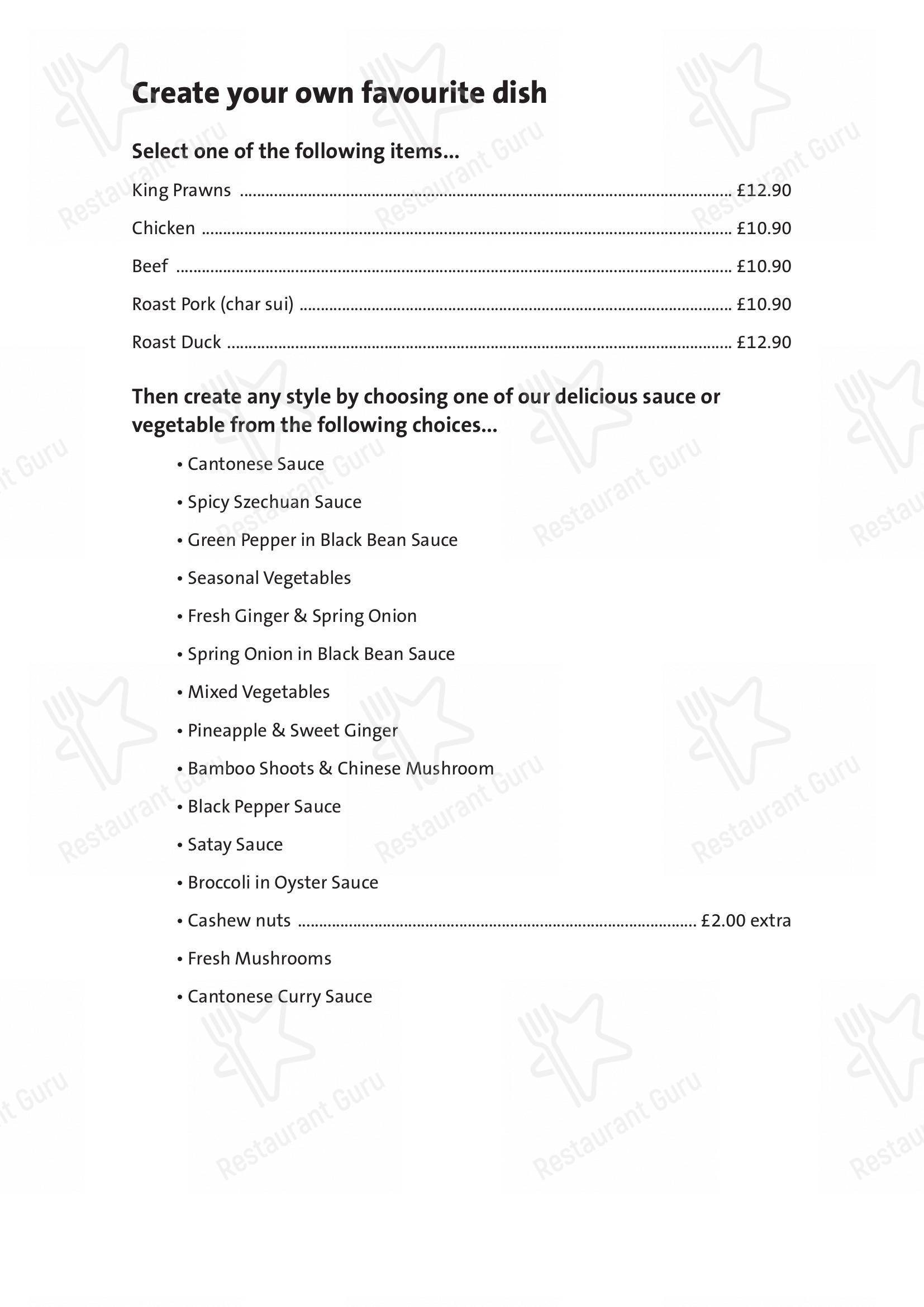 Carta del restaurante The Orient, Sandbach