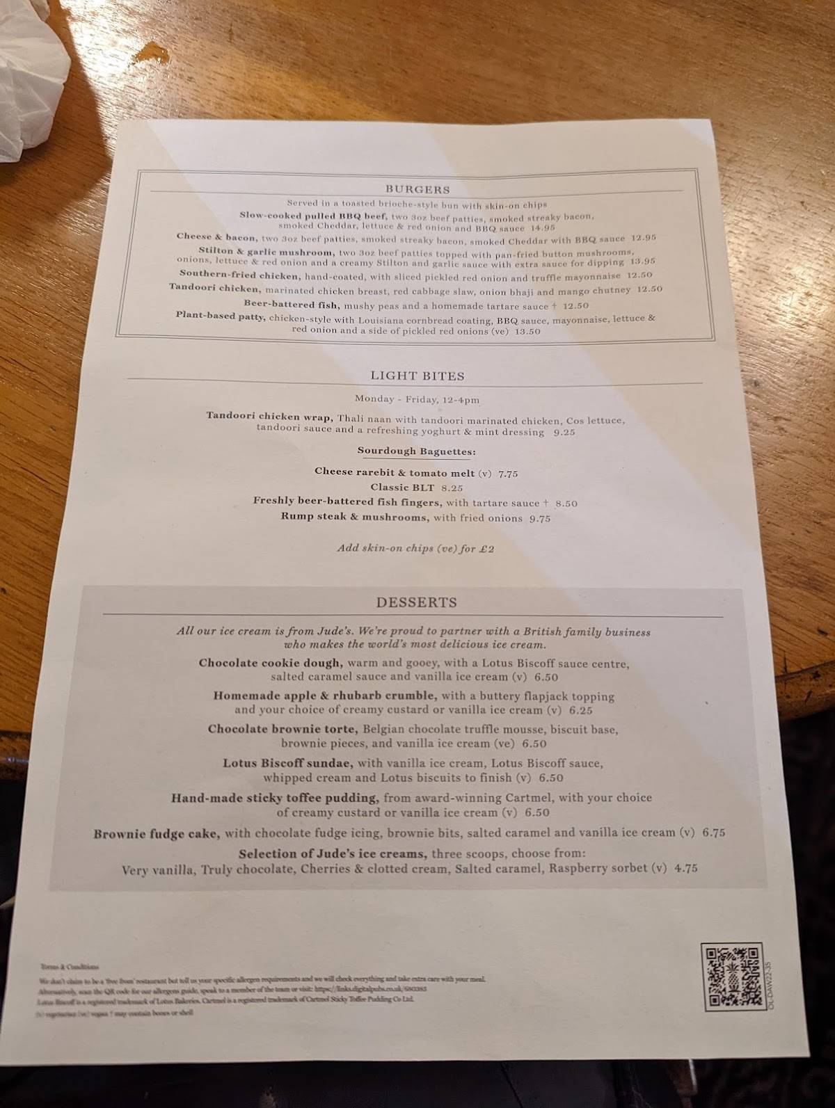 Menu at The Owl pub & bar, Horsham