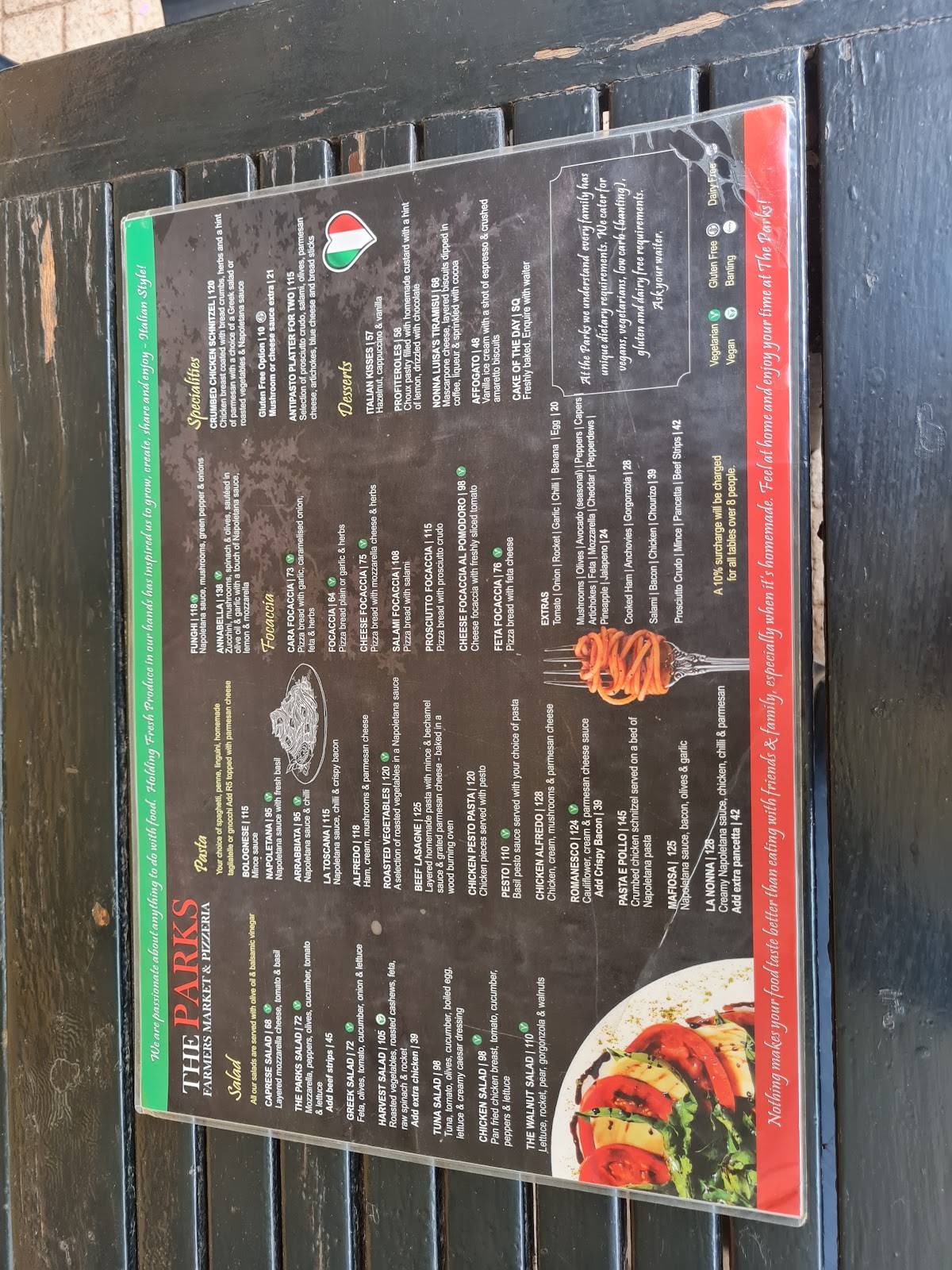 Menu at The Parks Fresh Produce & Pizzeria, Benoni