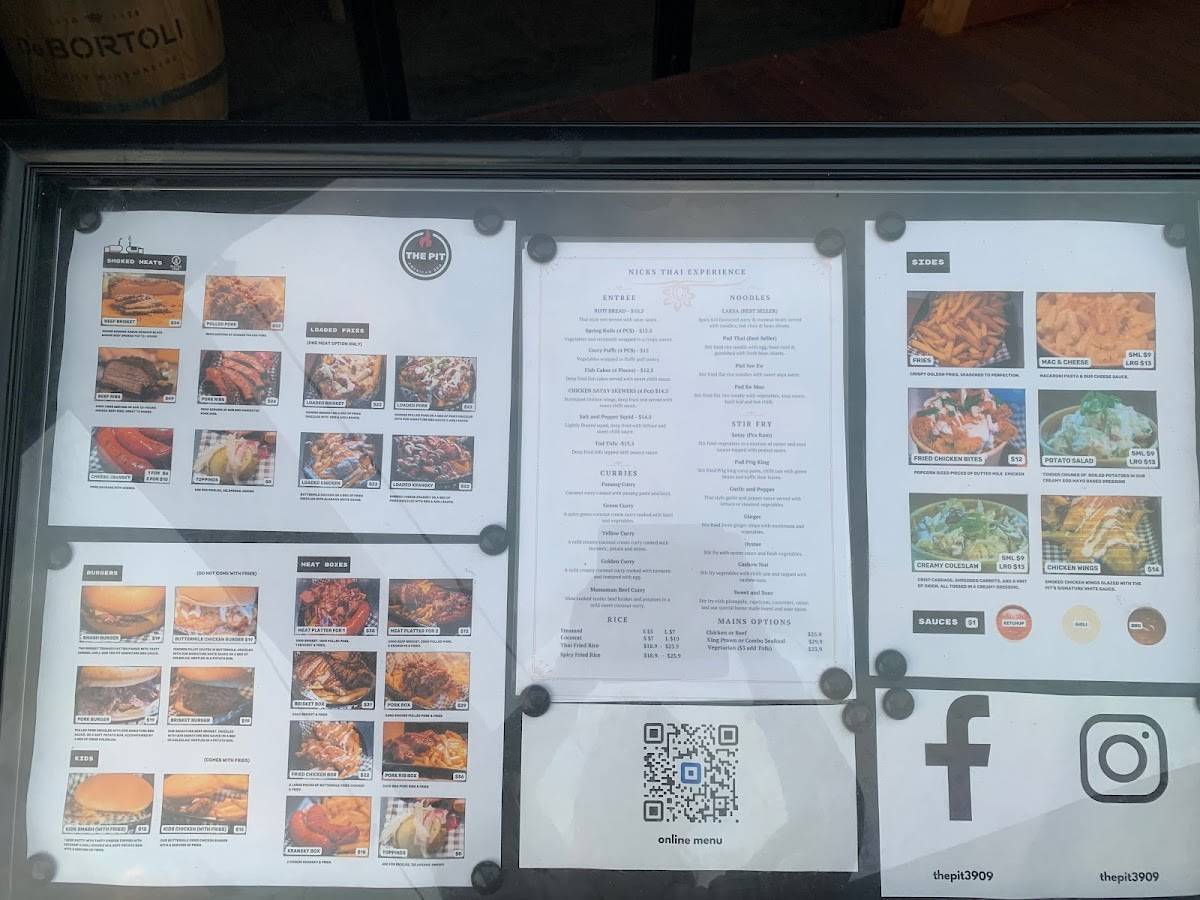 Menu at The Pit restaurant, Lakes Entrance