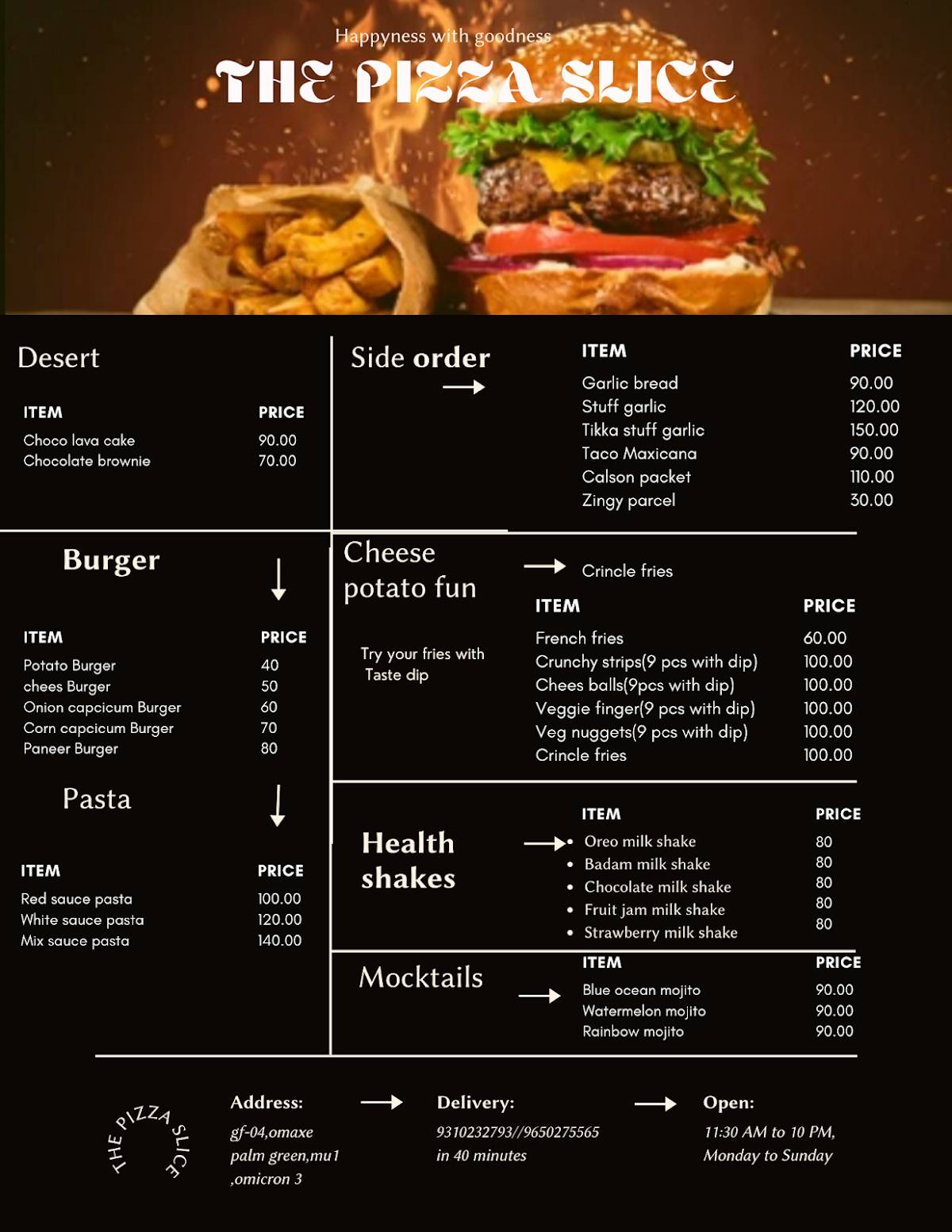 Menu at The Pizza Slice, Greater Noida