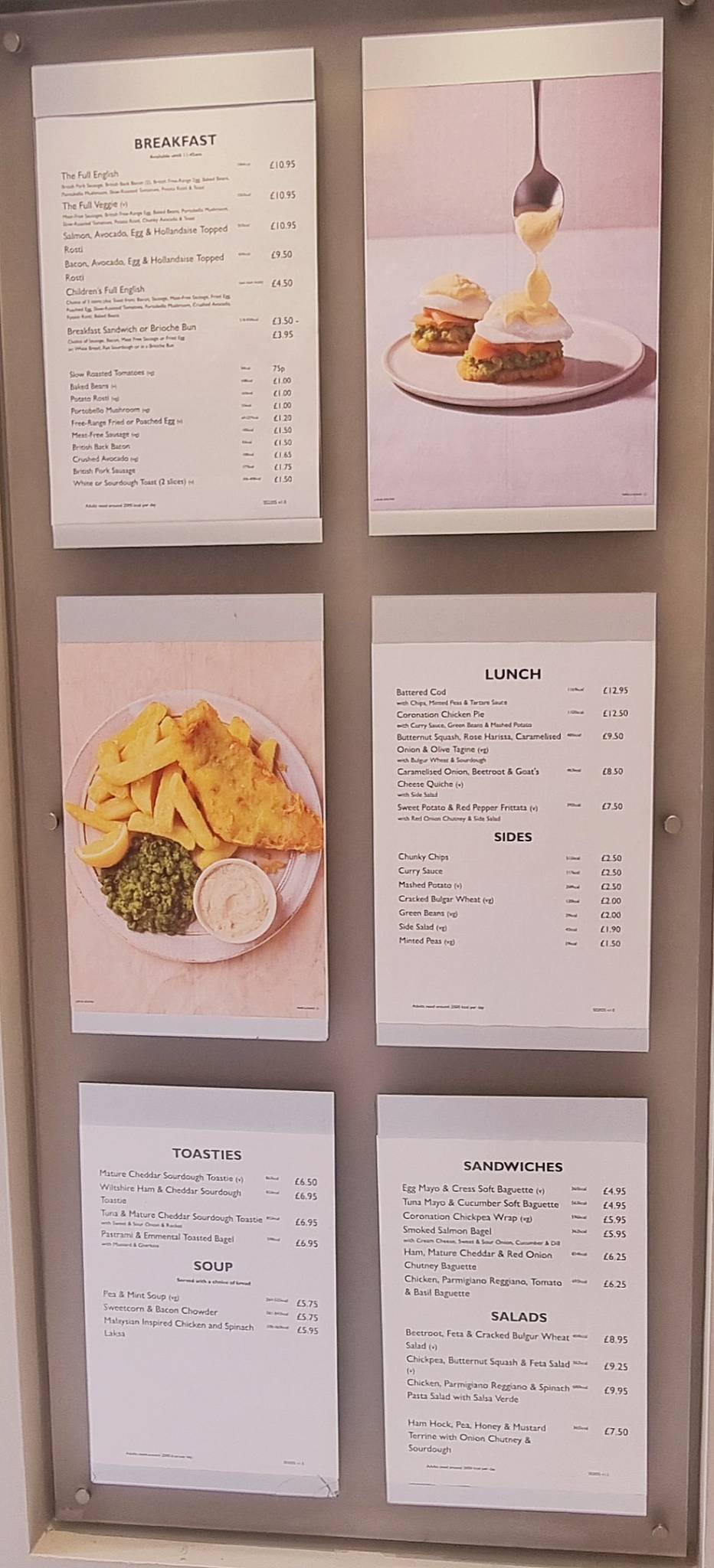 Menu at The Place to Eat restaurant, Kingston upon Thames, John Lewis