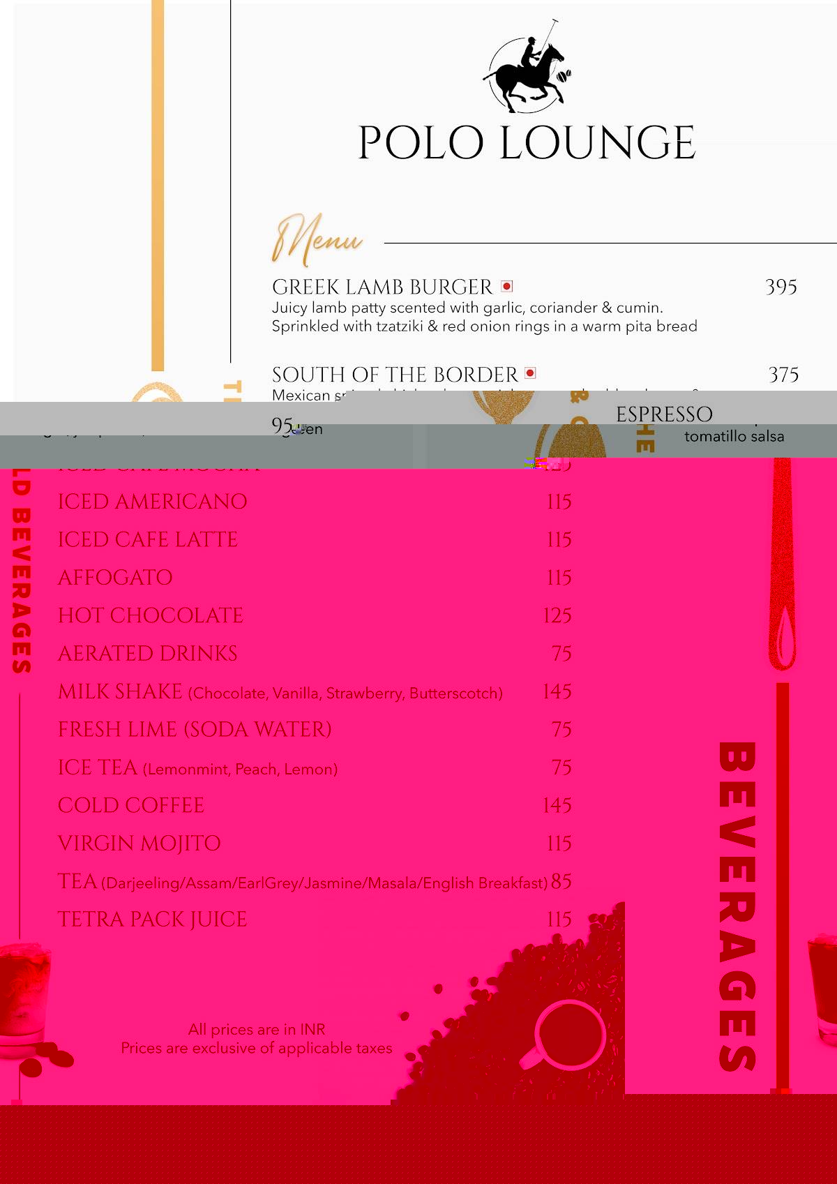 Menu at The Polo Lounge, Gurugram