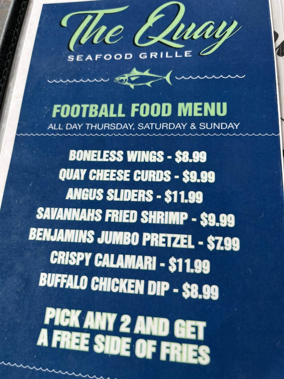 Menu at The Quay Seafood Grille pub & bar, Murrells Inlet