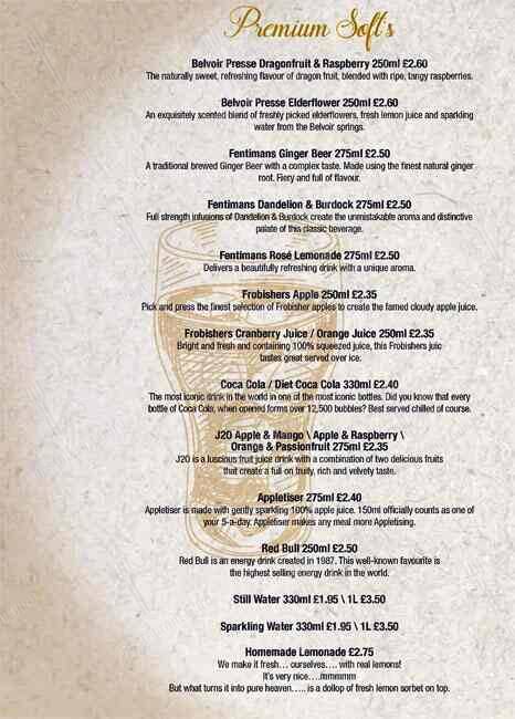 Menu at The Racehorse pub & bar, Warwick