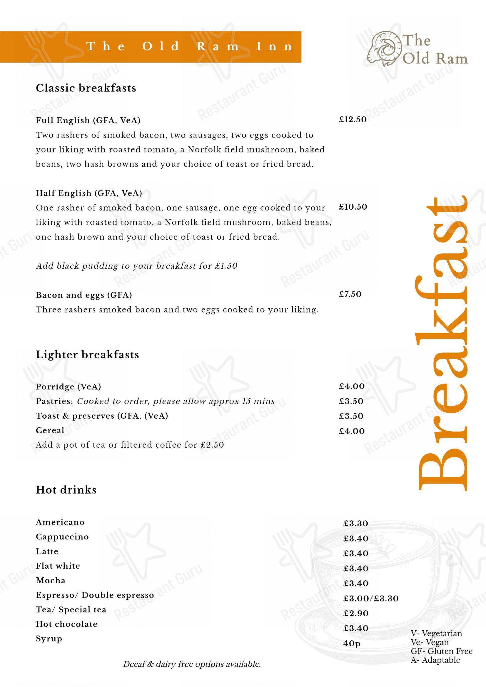 Menu at The Ram at Tivetshall pub & bar, Tivetshall St. Mary, Ipswich Rd