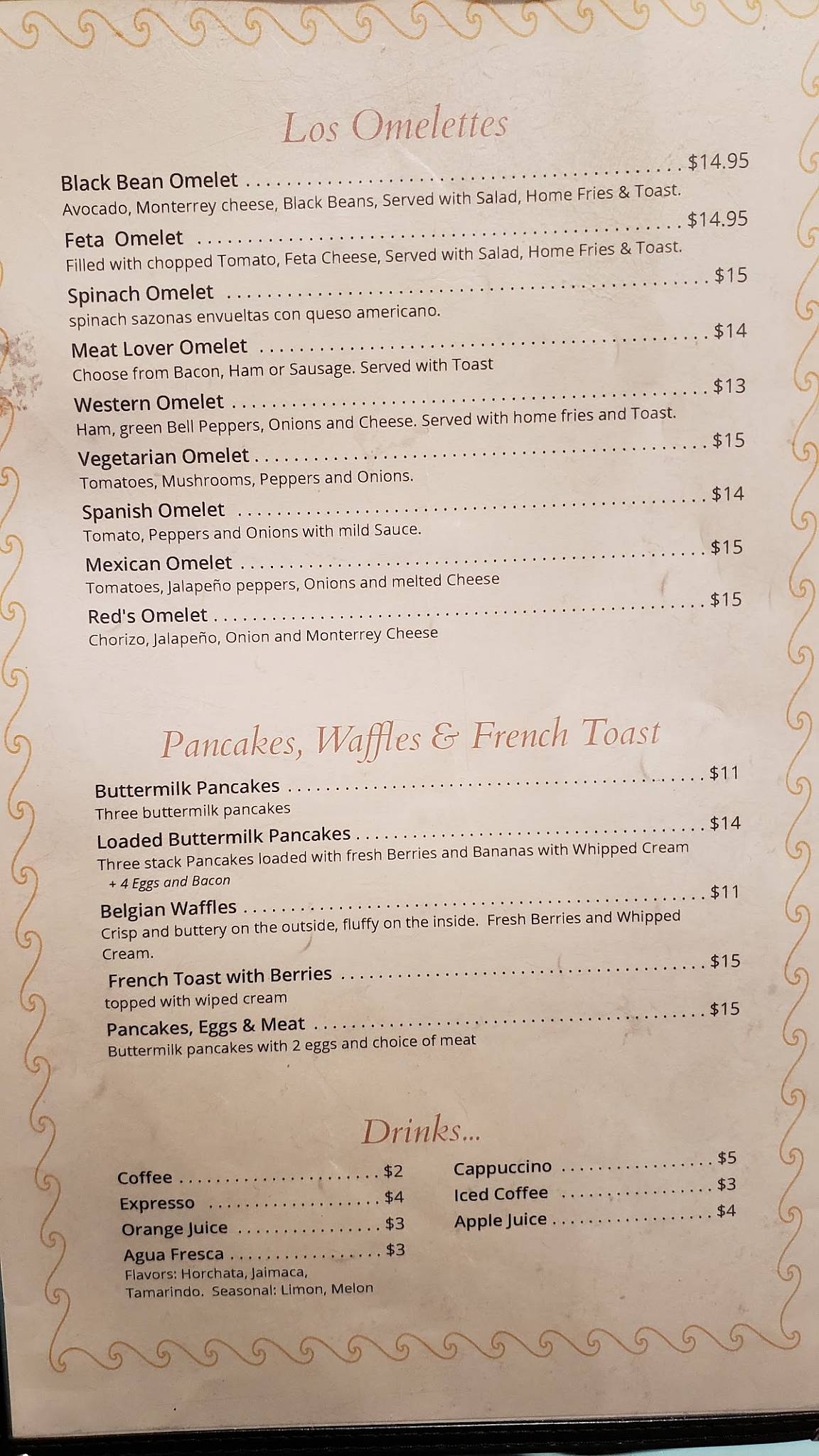 Menu at The Red Grill restaurant, New York City