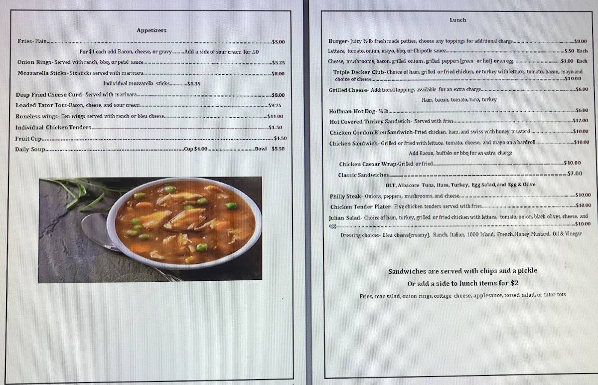 Menu at The Red Rooster Diner restaurant, Croghan
