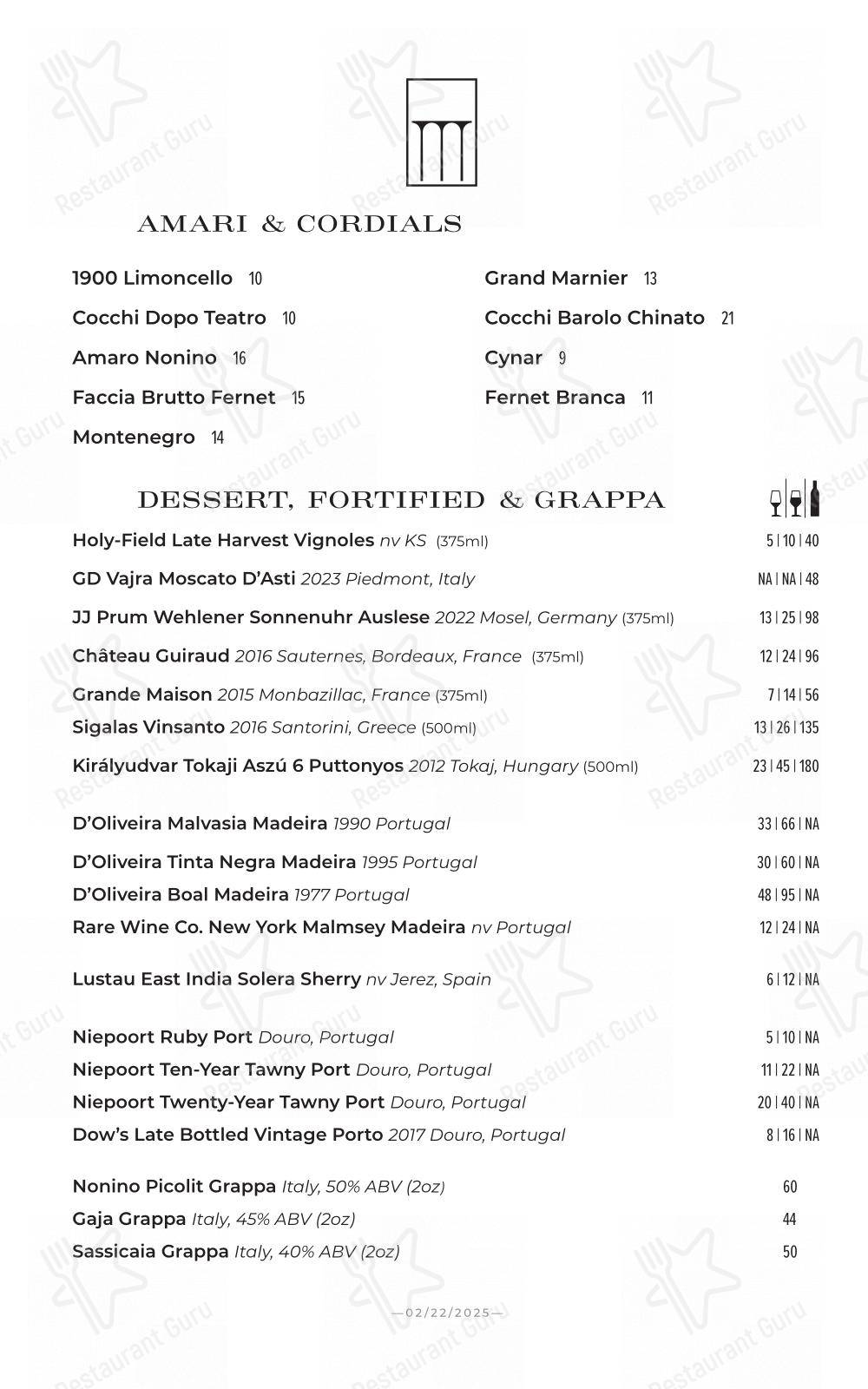 Menu at The Restaurant at 1900, Mission Woods