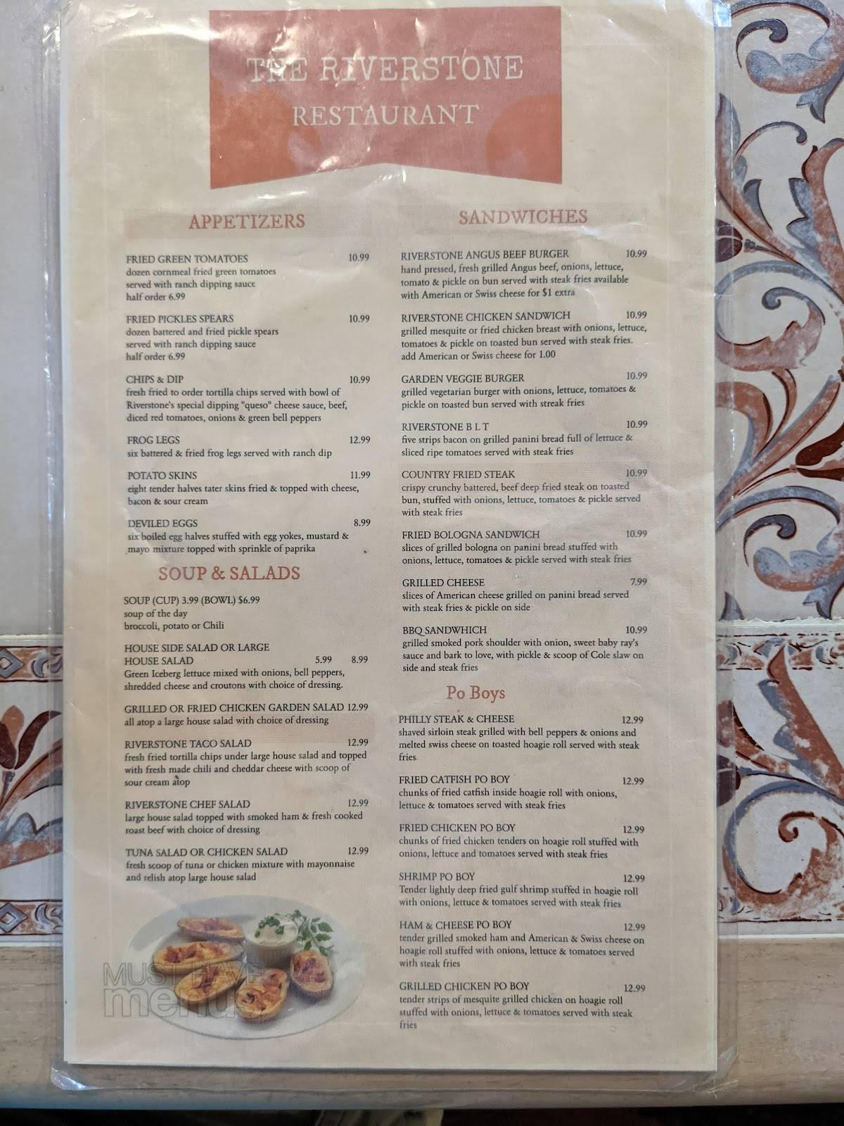 Menu at The Riverstone Restaurant, Townsend