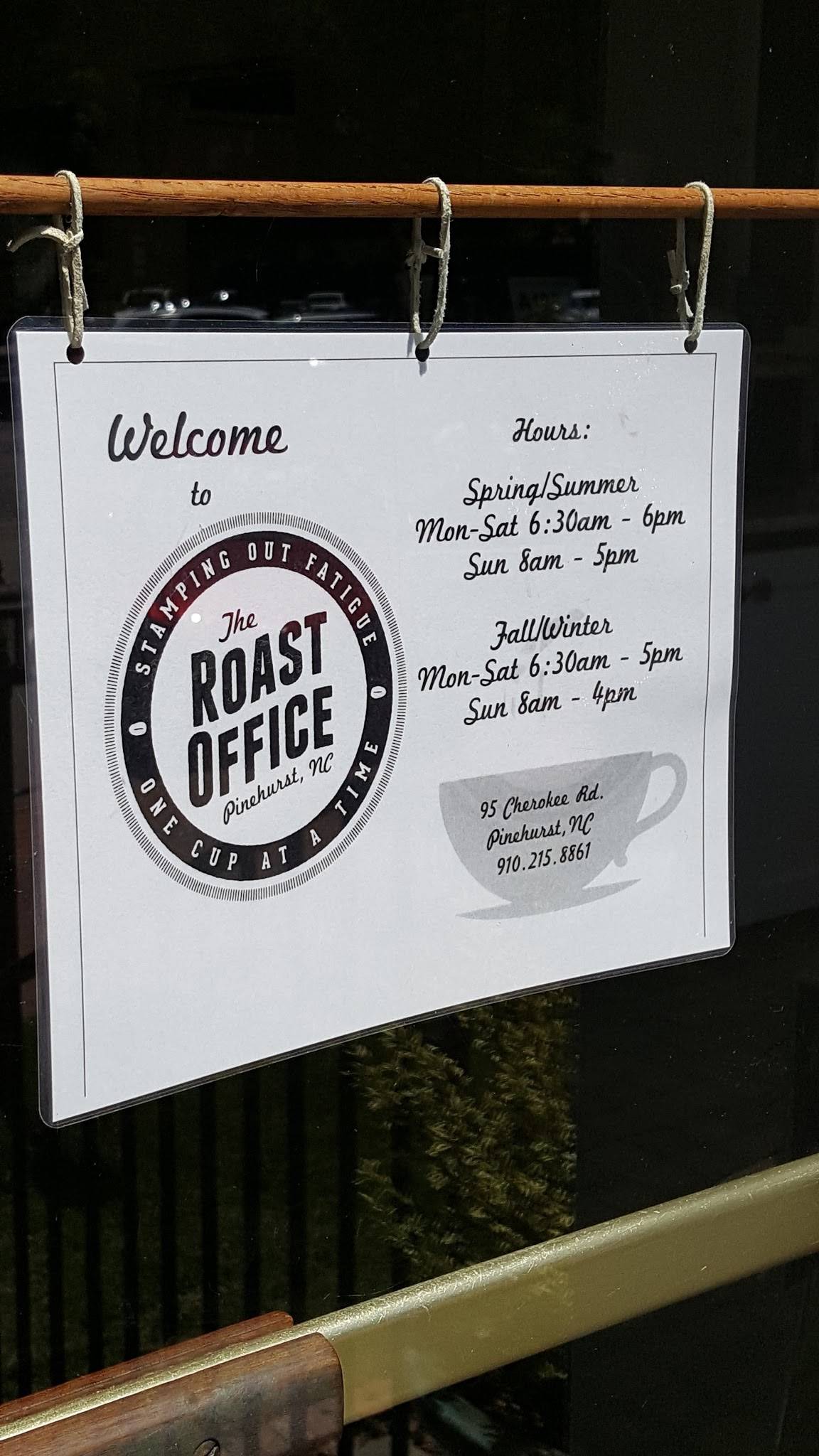 Menu at The Roast Office cafe, Pinehurst