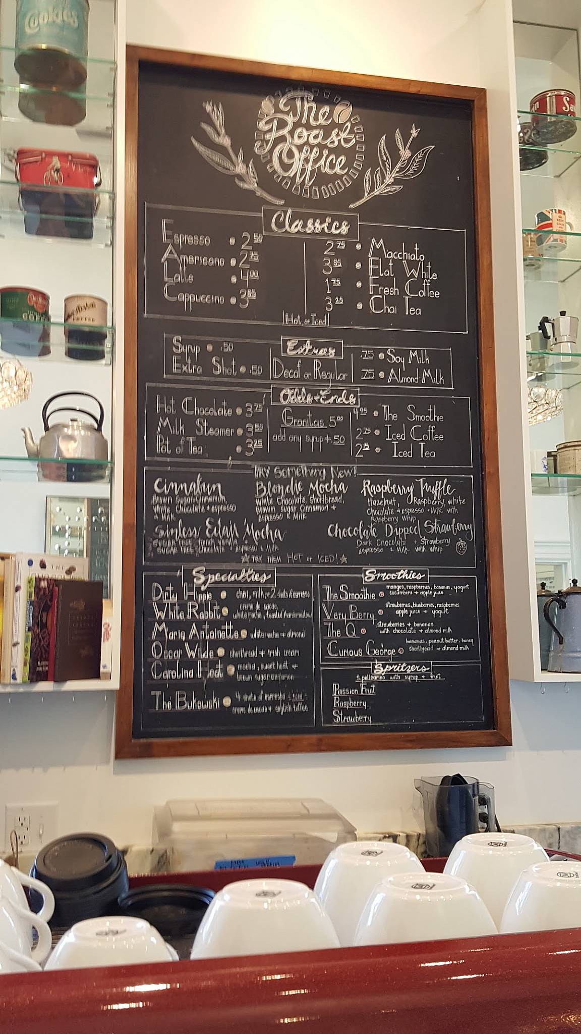 Menu at The Roast Office cafe, Pinehurst