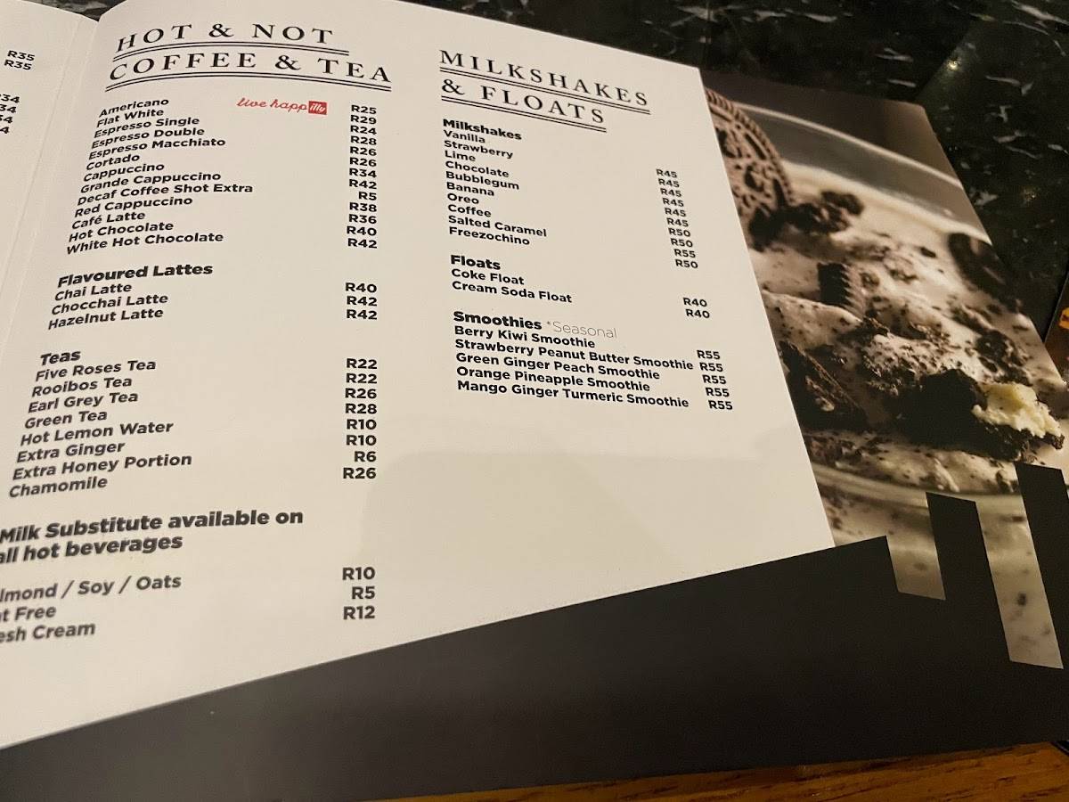 Menu at The Rock Kyalami restaurant, Midrand
