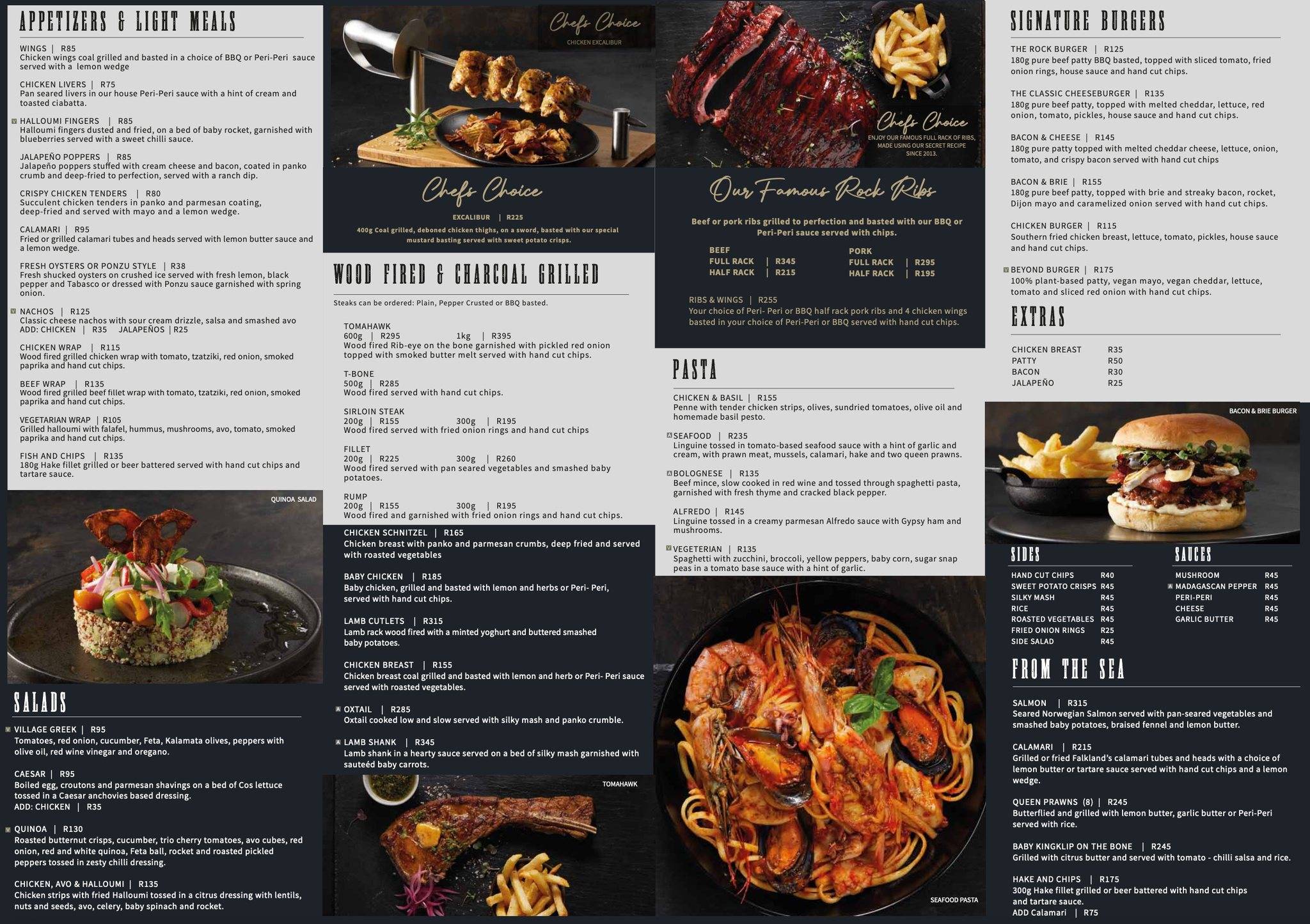 Menu at The Rock Kyalami restaurant, Midrand