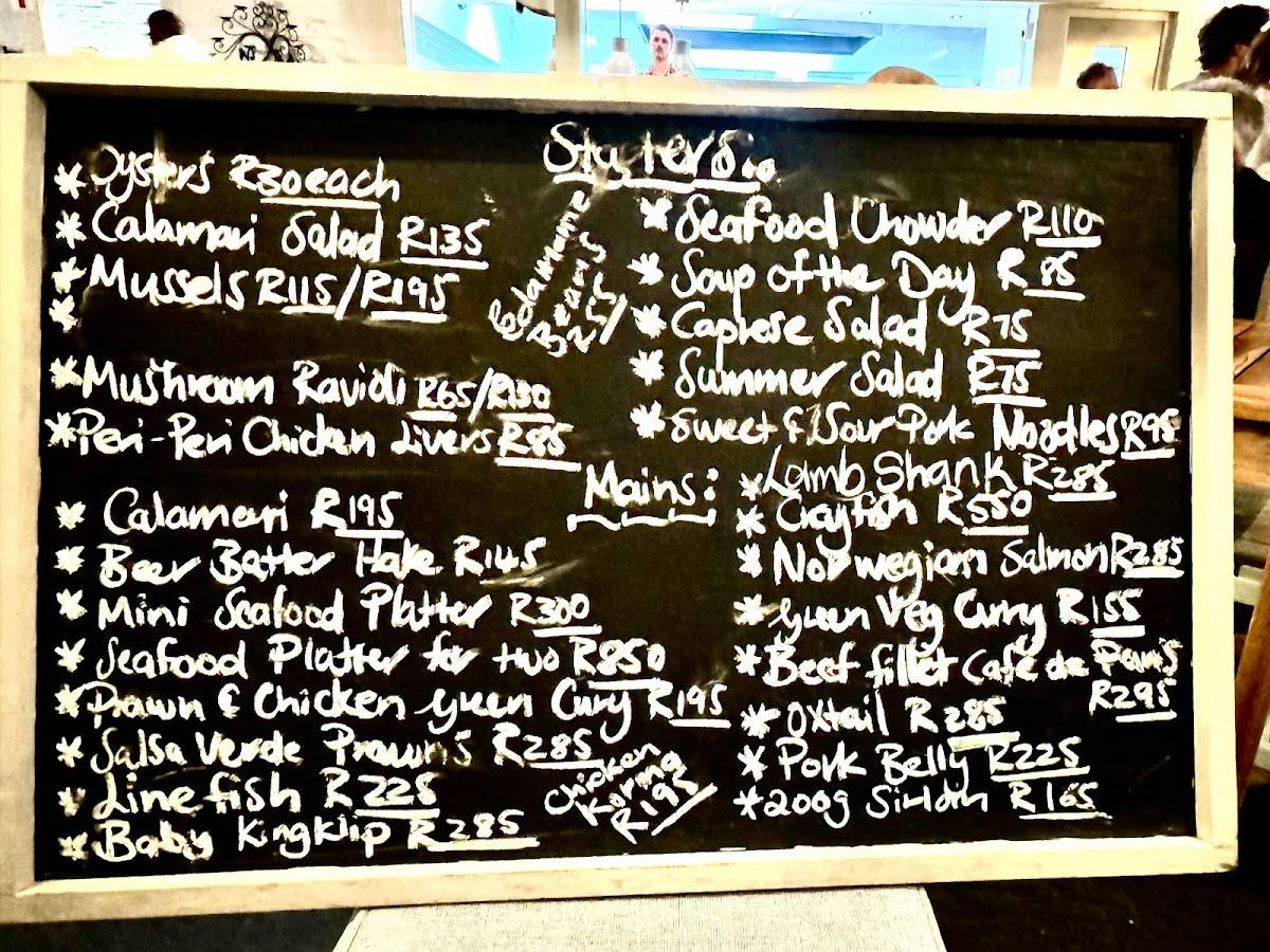 Menu at The Rock at New Harbour Hermanus restaurant, Hermanus, New Harbour