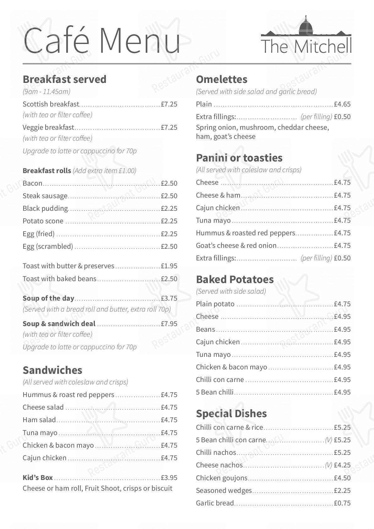 Menu at The Royal Concert Hall: Cafe Bar, Glasgow