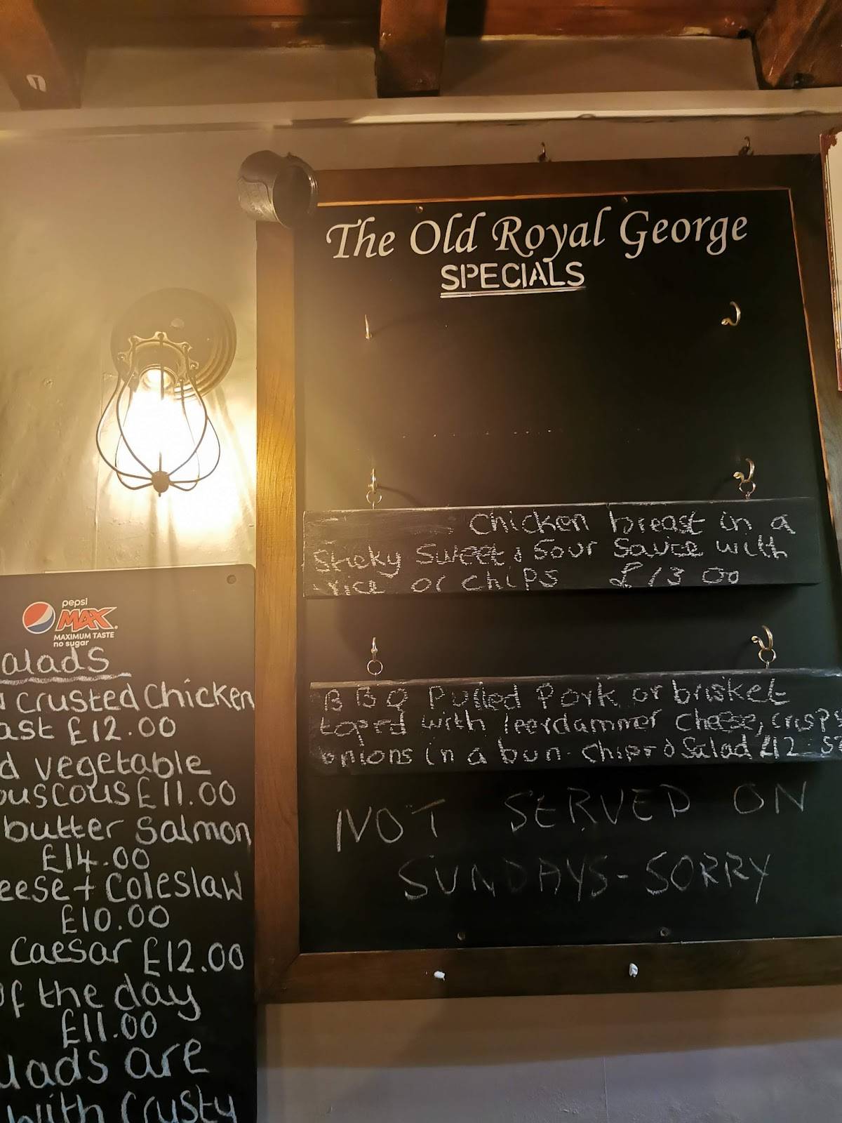 Menu at The Royal George pub & bar, England, Morton On Swale
