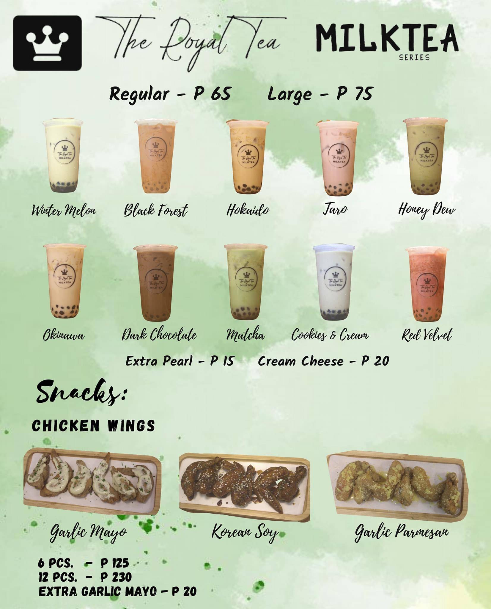 Menu at The Royal Tea Milktea (Angono Rizal) cafe, Angono