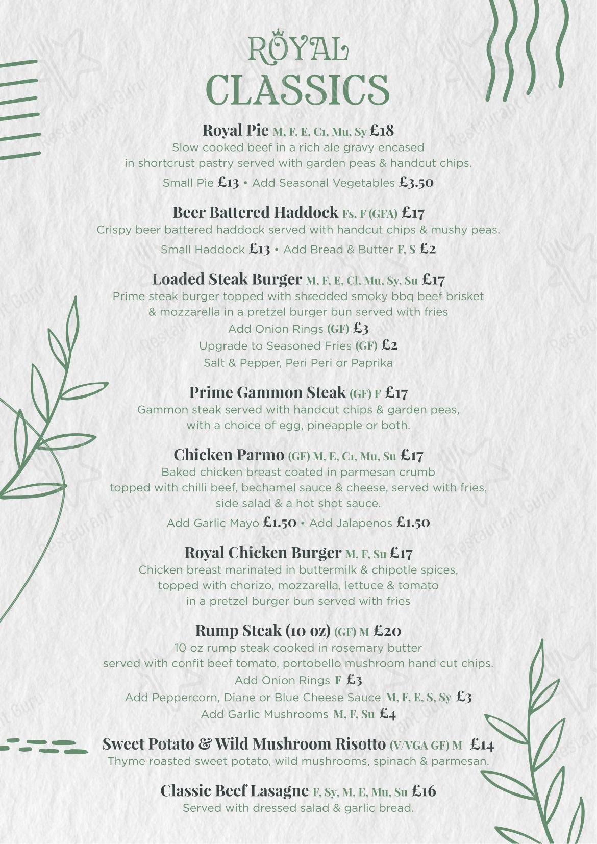 Menu at The Royal pub & bar, Bradford, 5 Wooller Rd