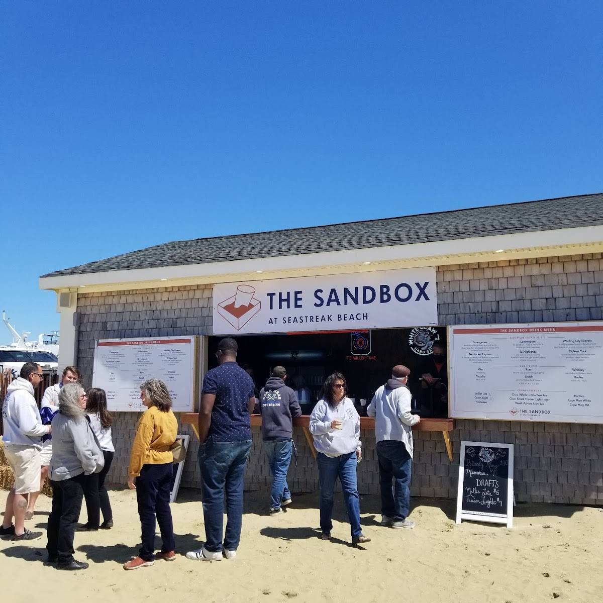 Menu at The Sandbox at Seastreak Beach pub & bar, Highlands