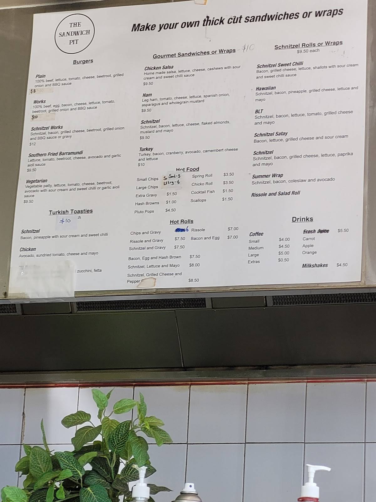 Menu at The Sandwich Pit cafe, Broadmeadow