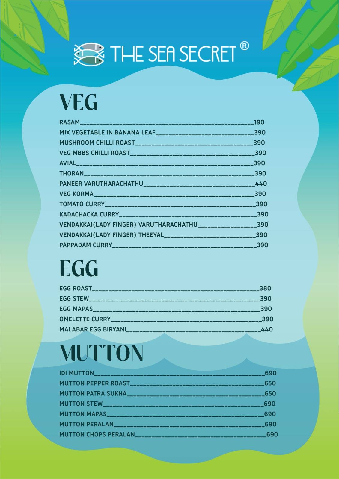 Menu at The Sea Secret - NIBM, Pune