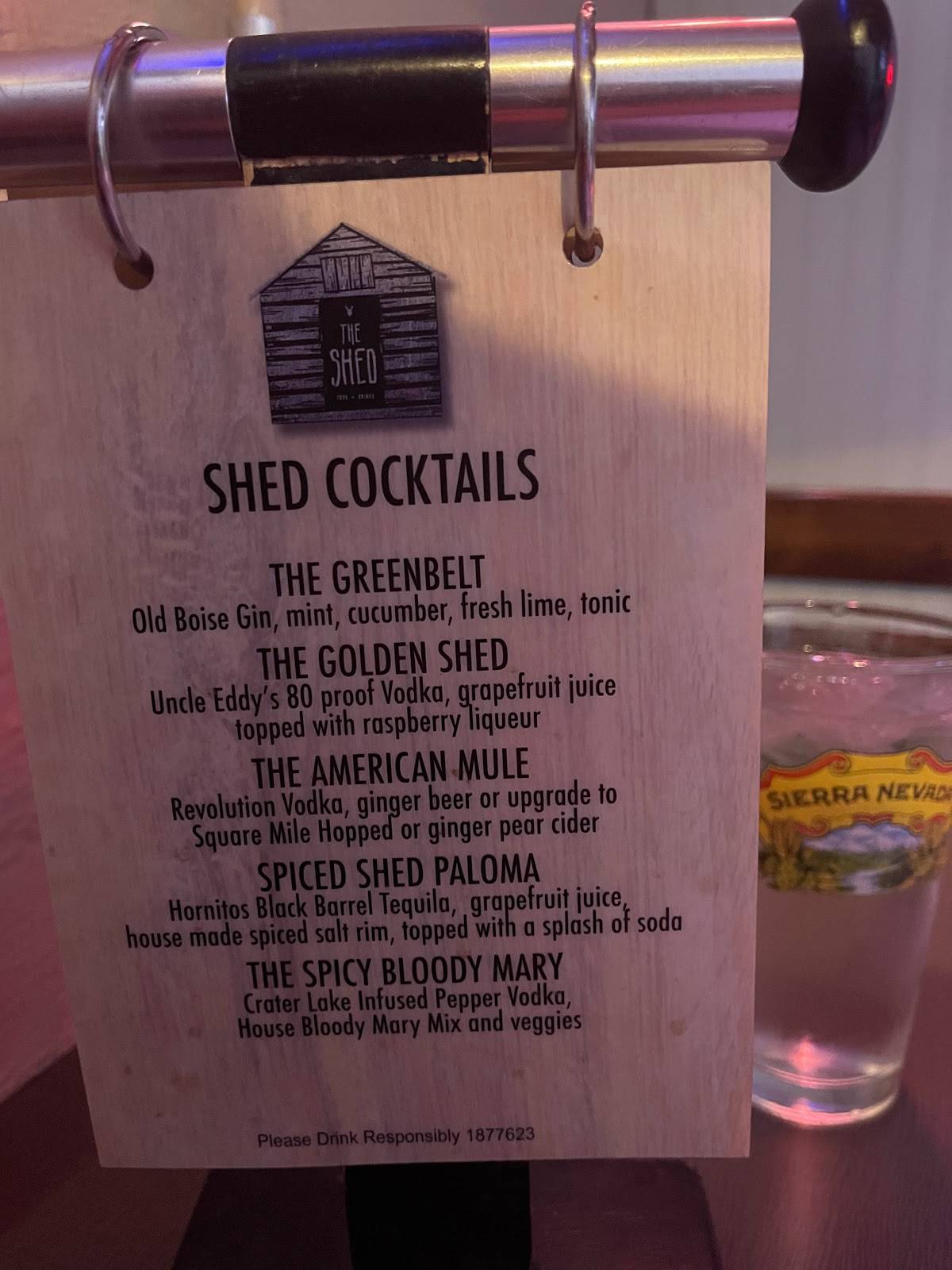 Menu at The Shed pub & bar, Boise