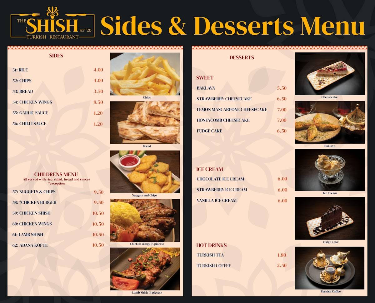Menu at The Shish Turkish Restaurant, Horsham