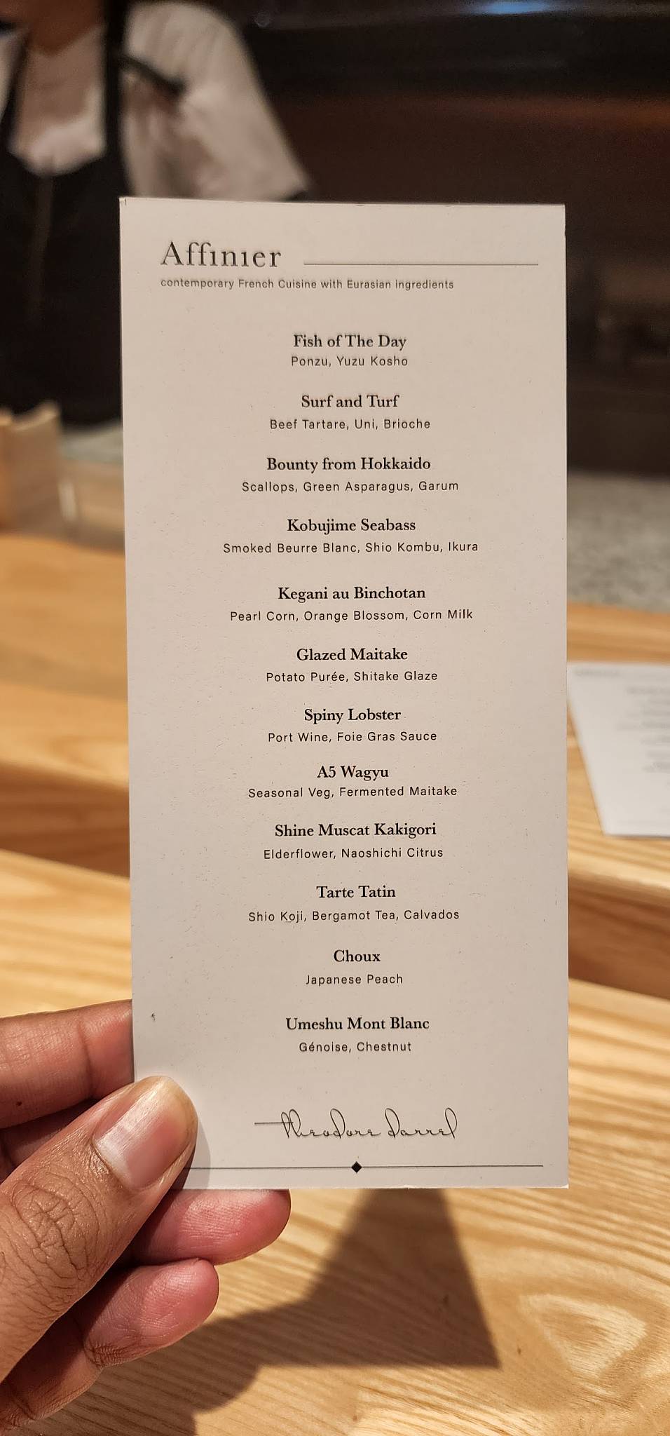 Menu at The Sixth restaurant, North Jakarta