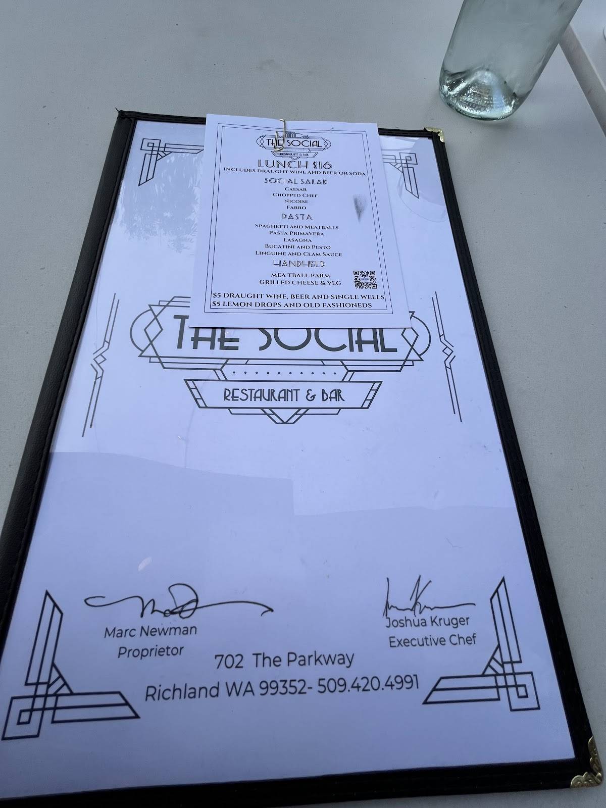 Menu at The Social pub & bar, Richland