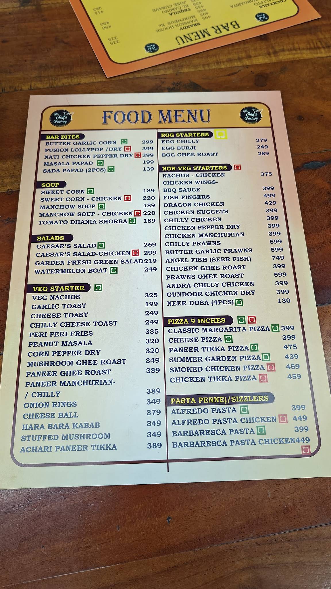 Menu at The Soda Factory, Brew & Kitchen, Nagarabhavi, Bengaluru