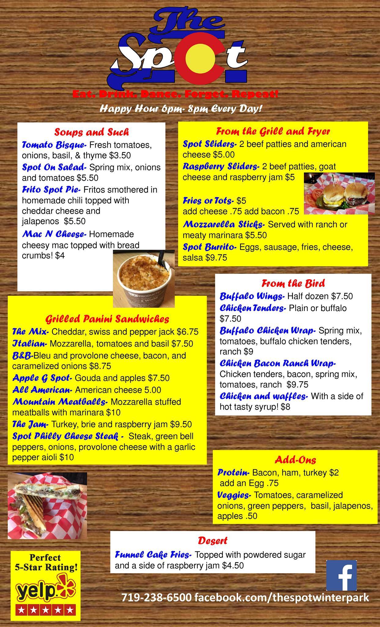 Menu at The Spot Grill pub & bar, Winter Park