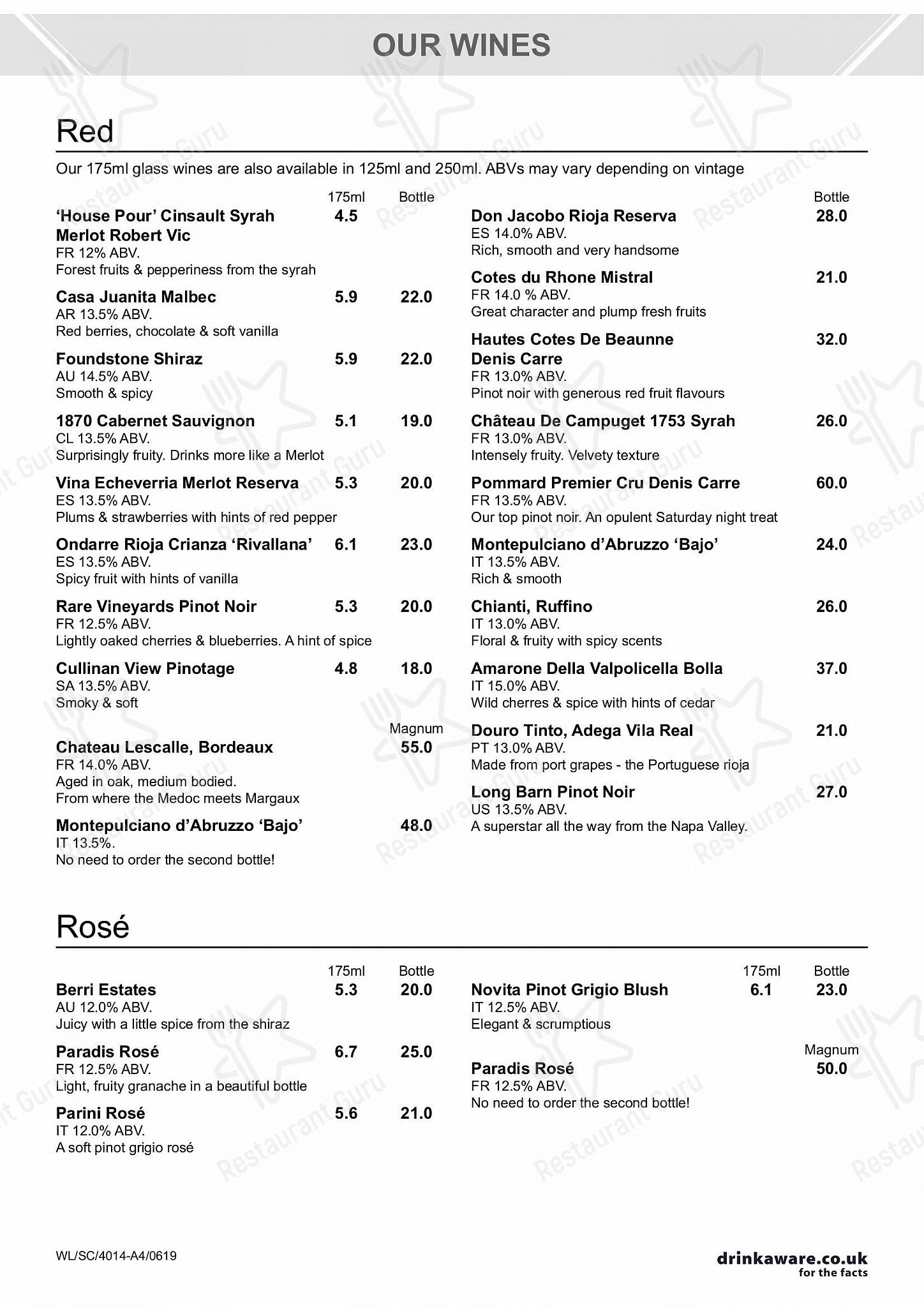 Menu at The Square & Compass pub & bar, North Rigton