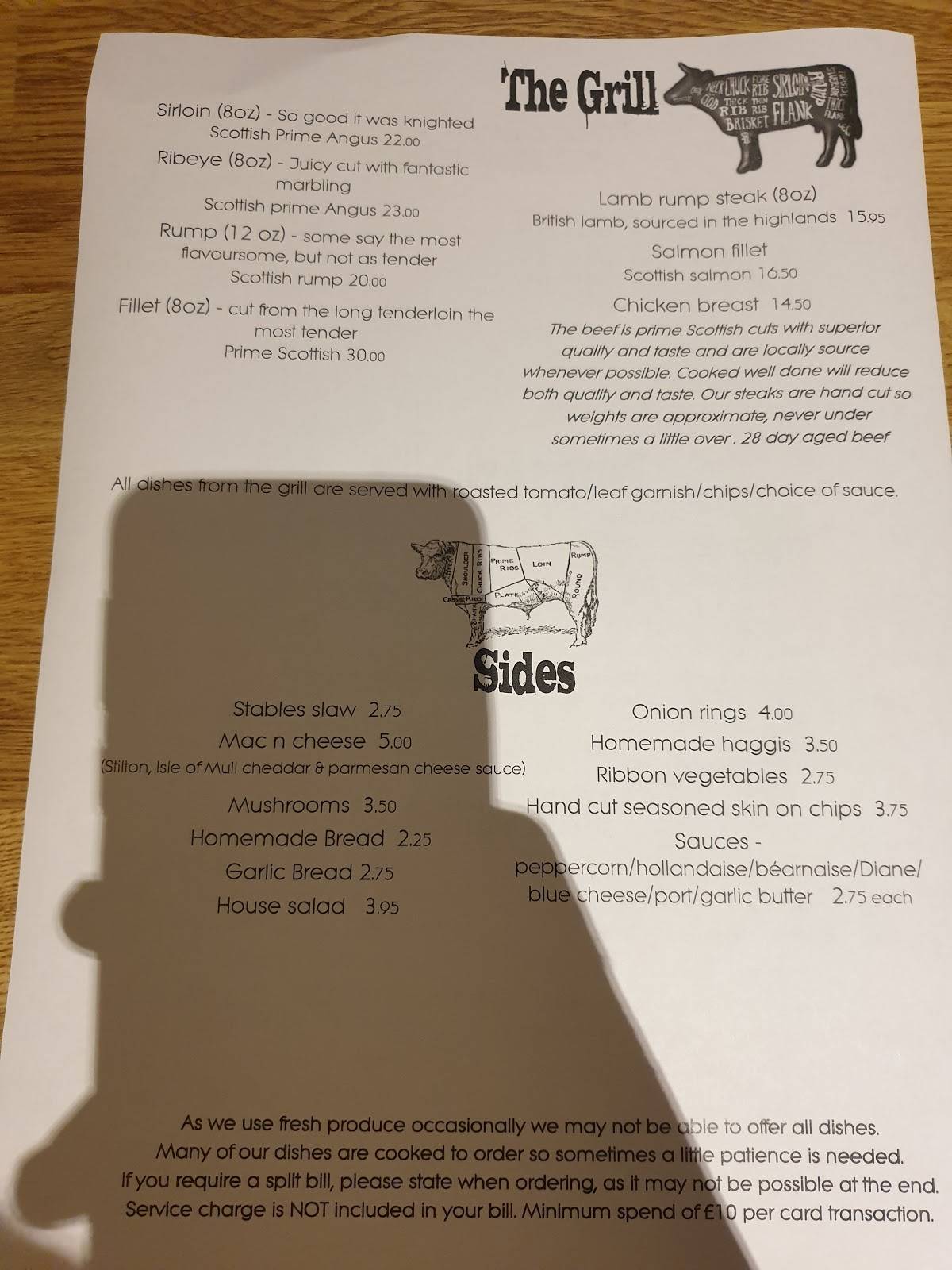 Menu at The Stables Restaurant & Grill, Fort William, Fort William